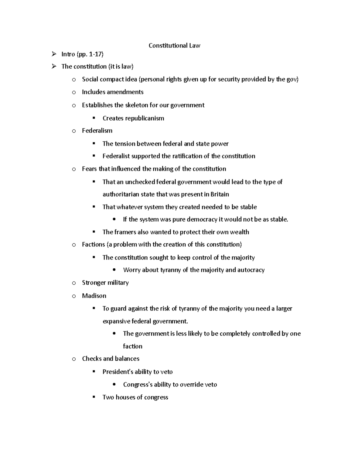 Constitutional Law - Outline made from lecture notes of entire class ...