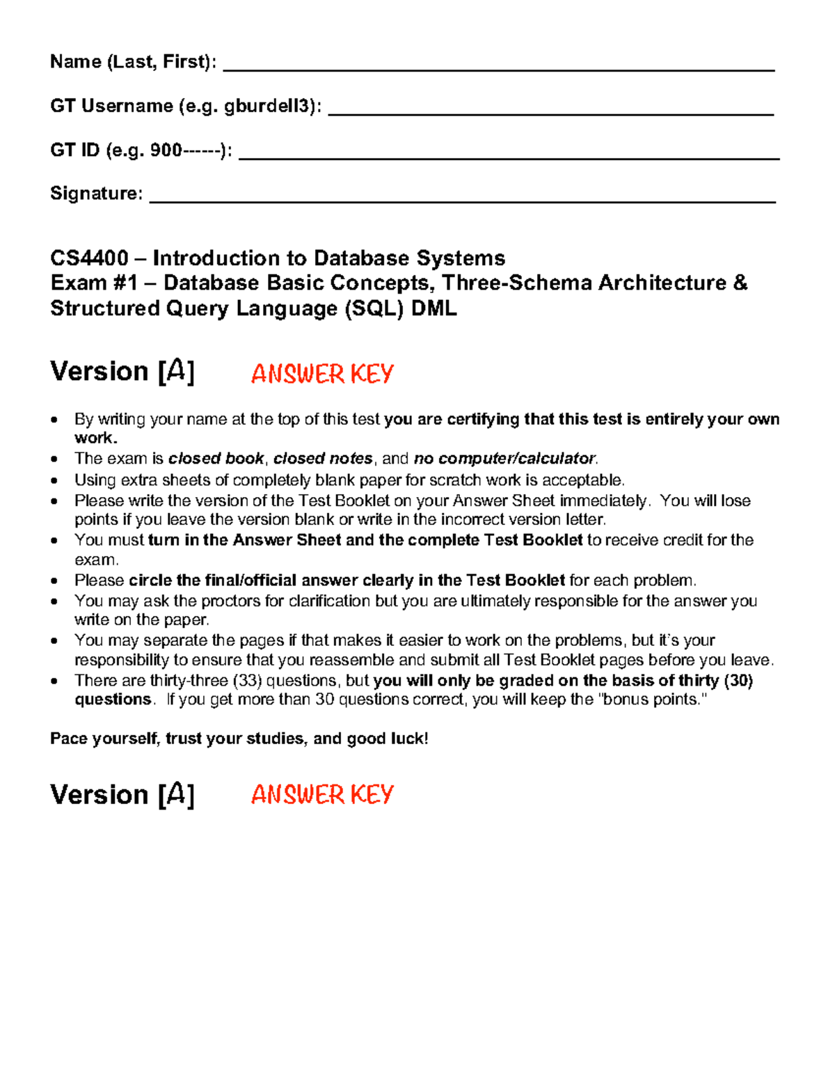 Exam September 14 2019, questions and answers - Name (Last, First): - Studocu