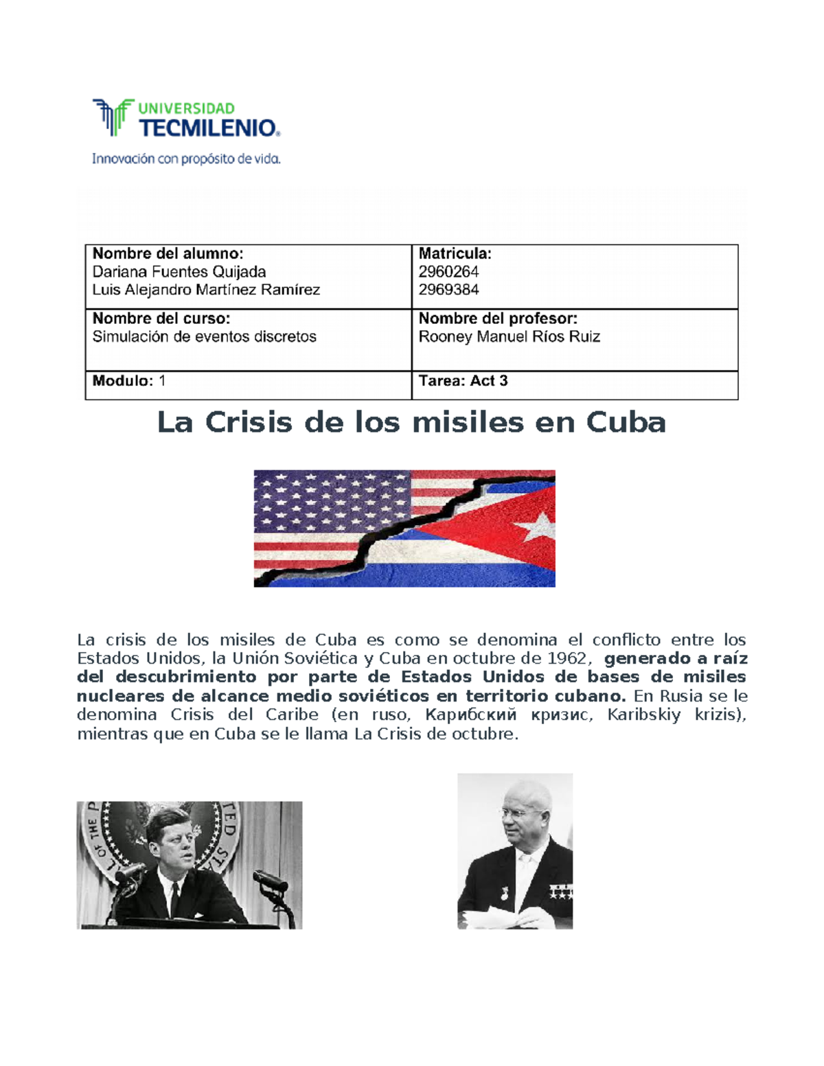 Resolver La crísis de los misiles en Cuba 2020 - La Crisis de los ...