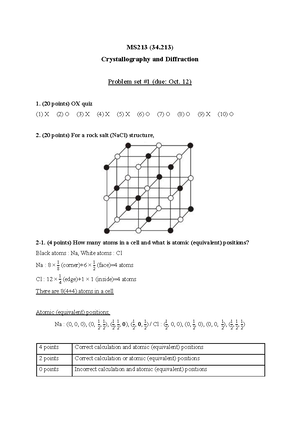 Problem set #4 Solution - MS213 (34) Crystal Structure and Diffraction Problem set #4 (due: 12/3 ...
