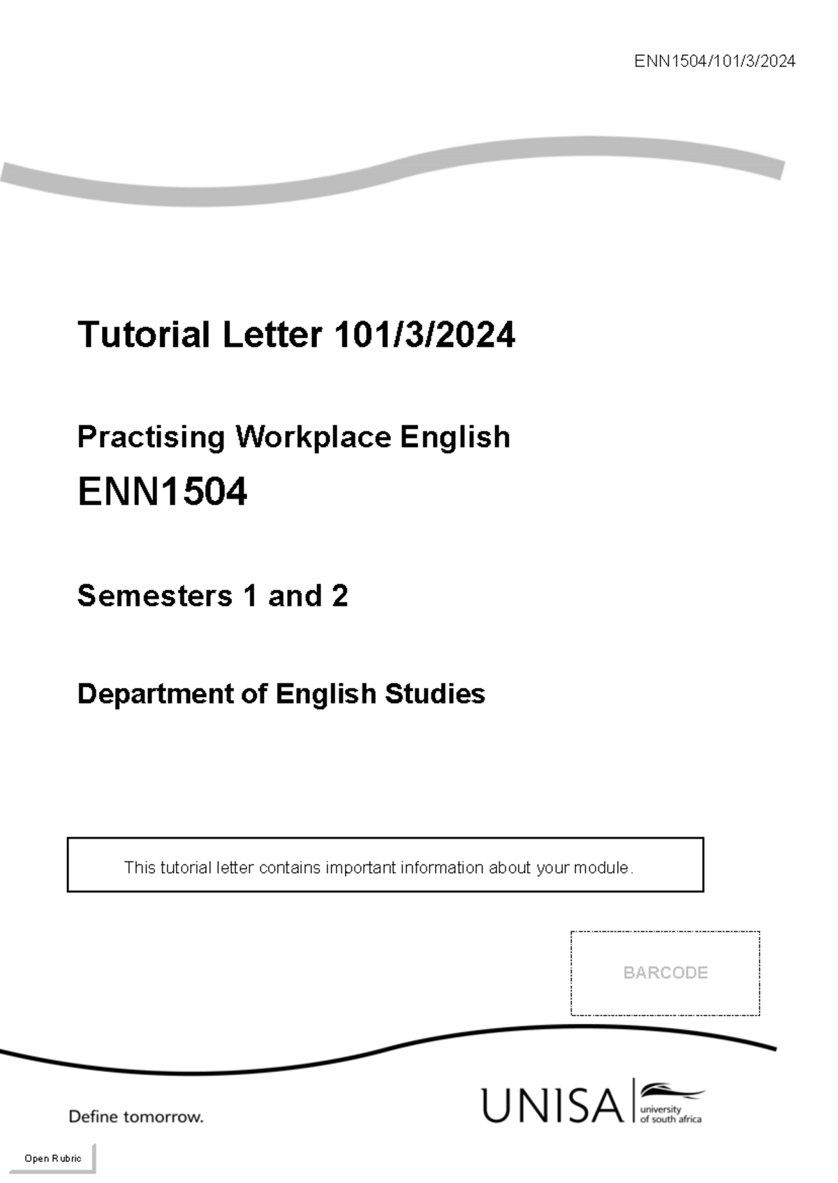 2024 ENN1504 Tutorial Letter 101-2 - ENN1504/101/3/ 1 Tutorial Letter ...