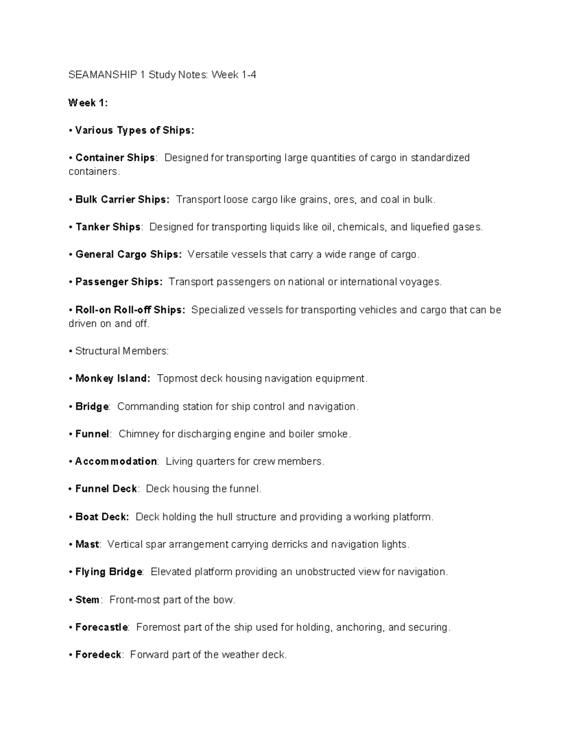 SEAM- Notes - this give u advance stud yhehehe - SEAMANSHIP 1 Study ...