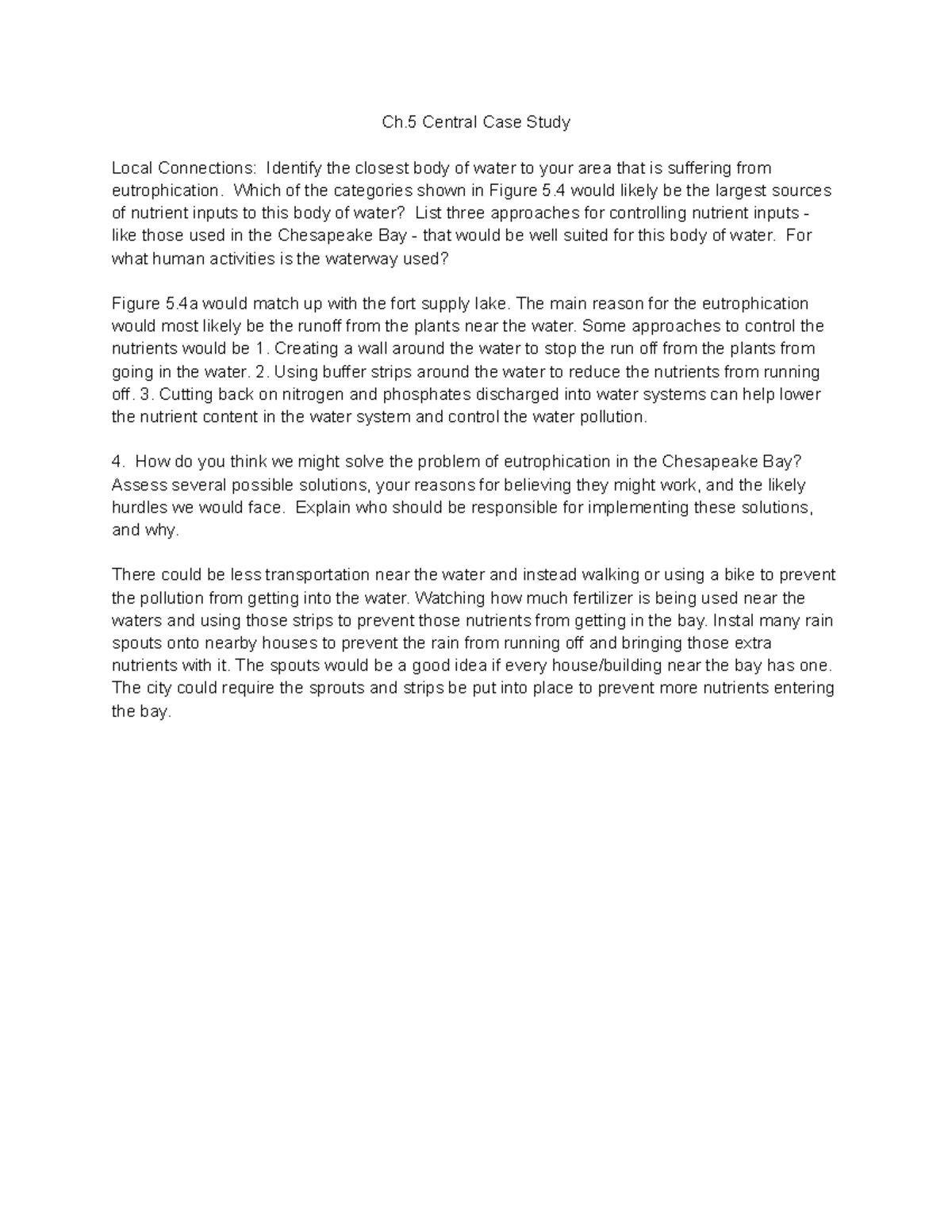 Ch.5 central case study - Ch Central Case Study Local Connections: Identify the closest body of ...