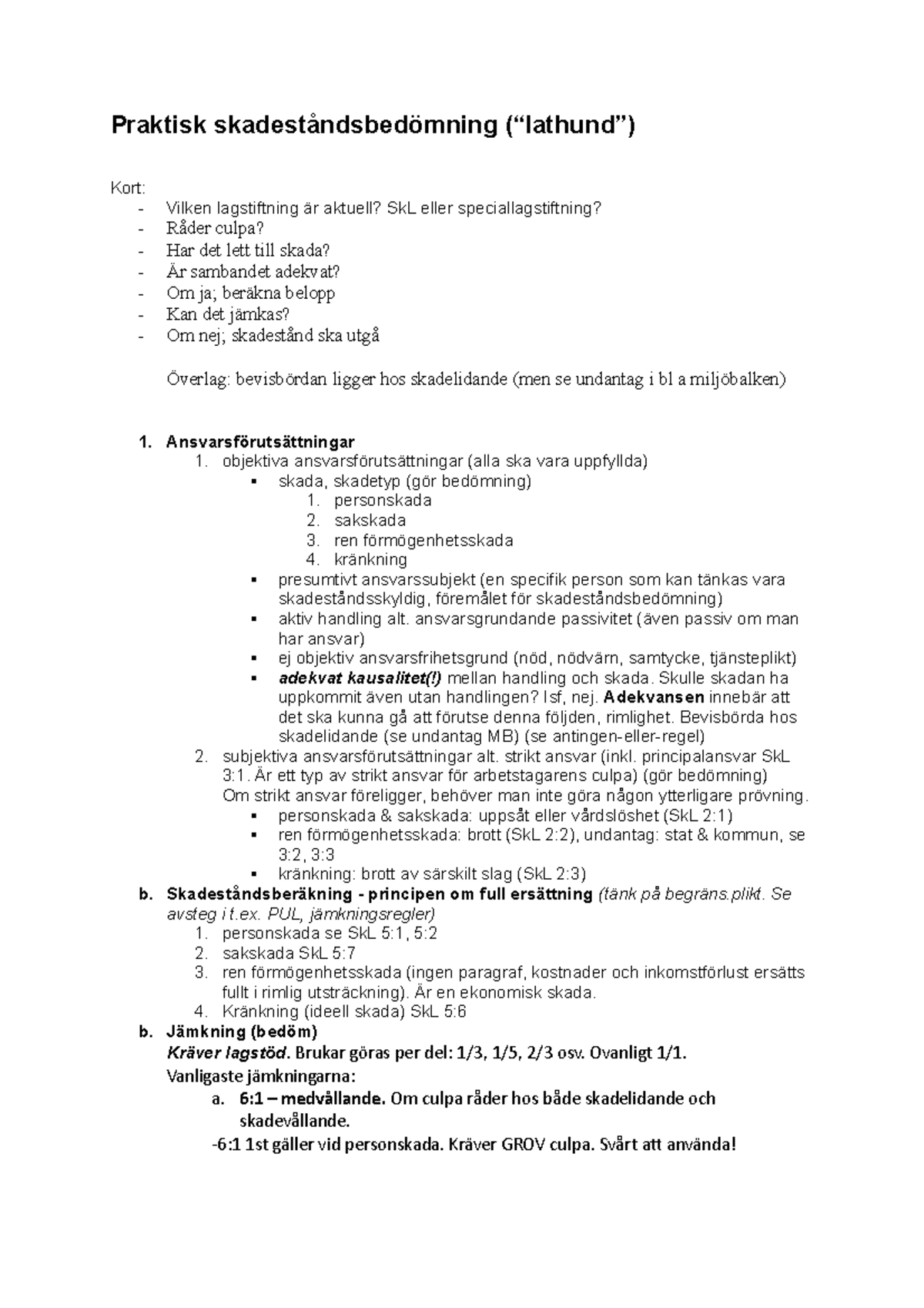 Praktisk skadeståndsbedömning - lathund - Praktisk skadeståndsbedömning ...