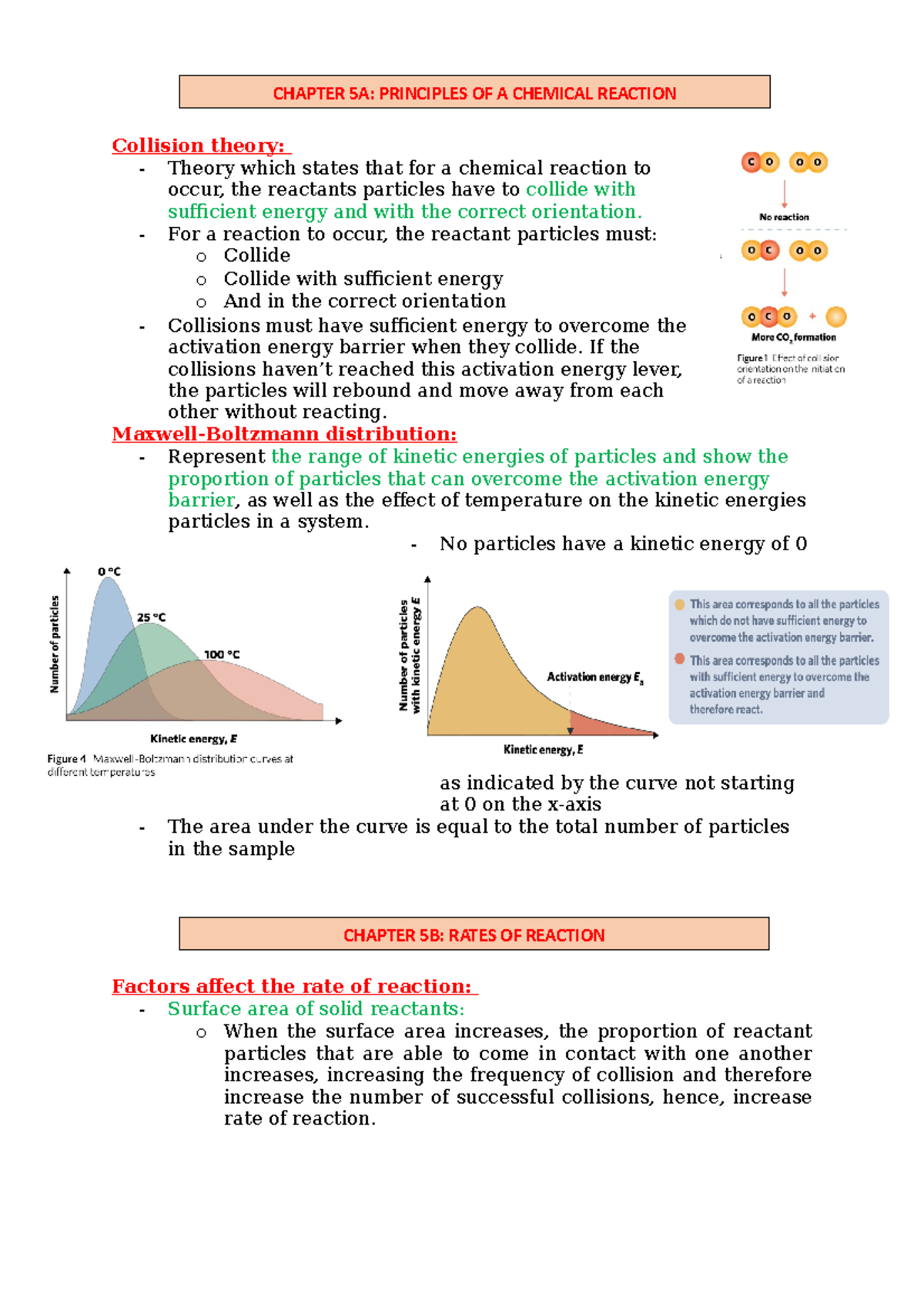 Area of study 2 chemistry note - Collision theory: - Theory which ...