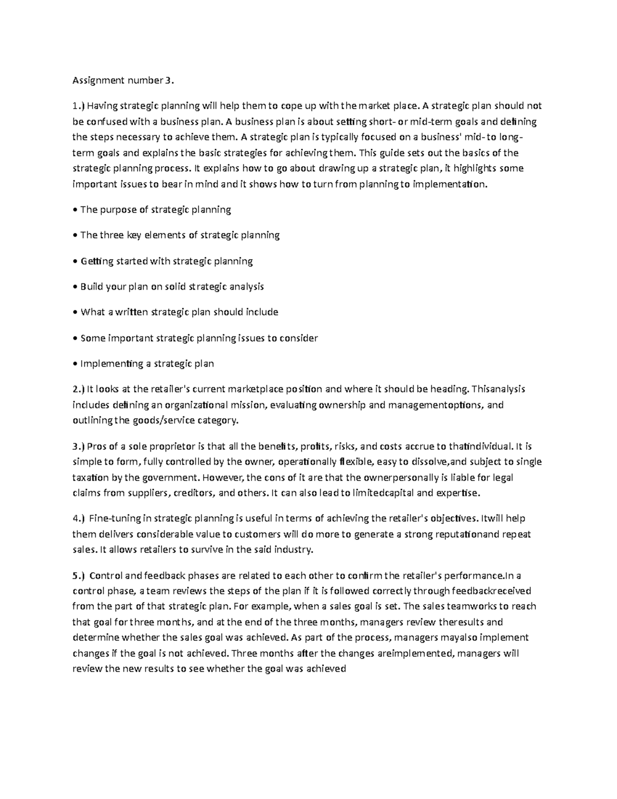 Retail.mgt assignment no. 3 - Assignment number 3. 1.) Having strategic ...