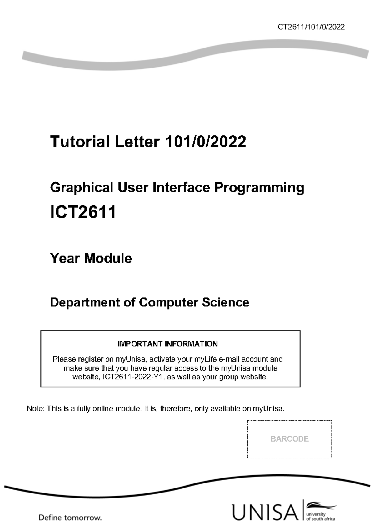 101 2022 0 b - ICT2632 tutorial letter - ICT2611/101/0/ Tutorial Letter 101/0/ Graphical User ...
