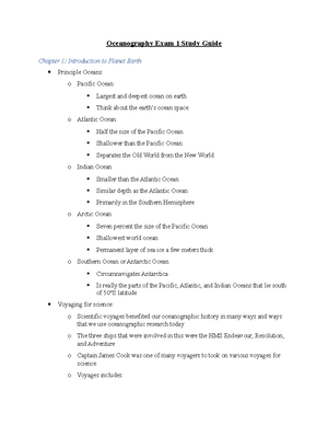 OCE Exam 2 Study Guide - OCE 1001 Chapter 7: Ocean Currents For this ...