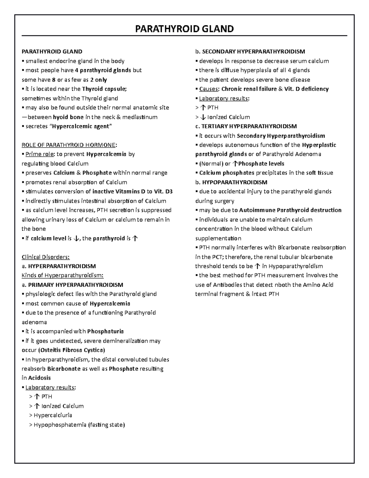 5. Parathyroid Gland - Notes taken from the lecture of Mr. Mikhail ...