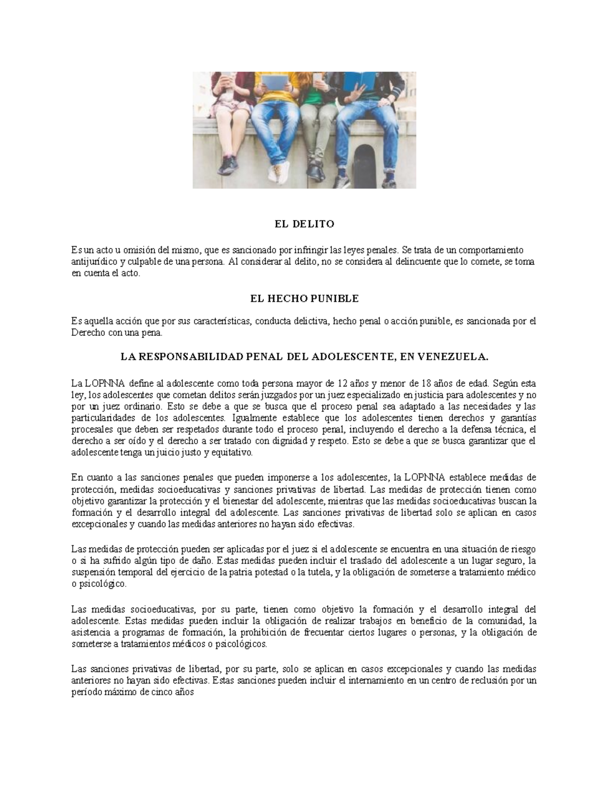 Triptico - Lopna - EL DELITO Es un acto u omisión del mismo, que es ...