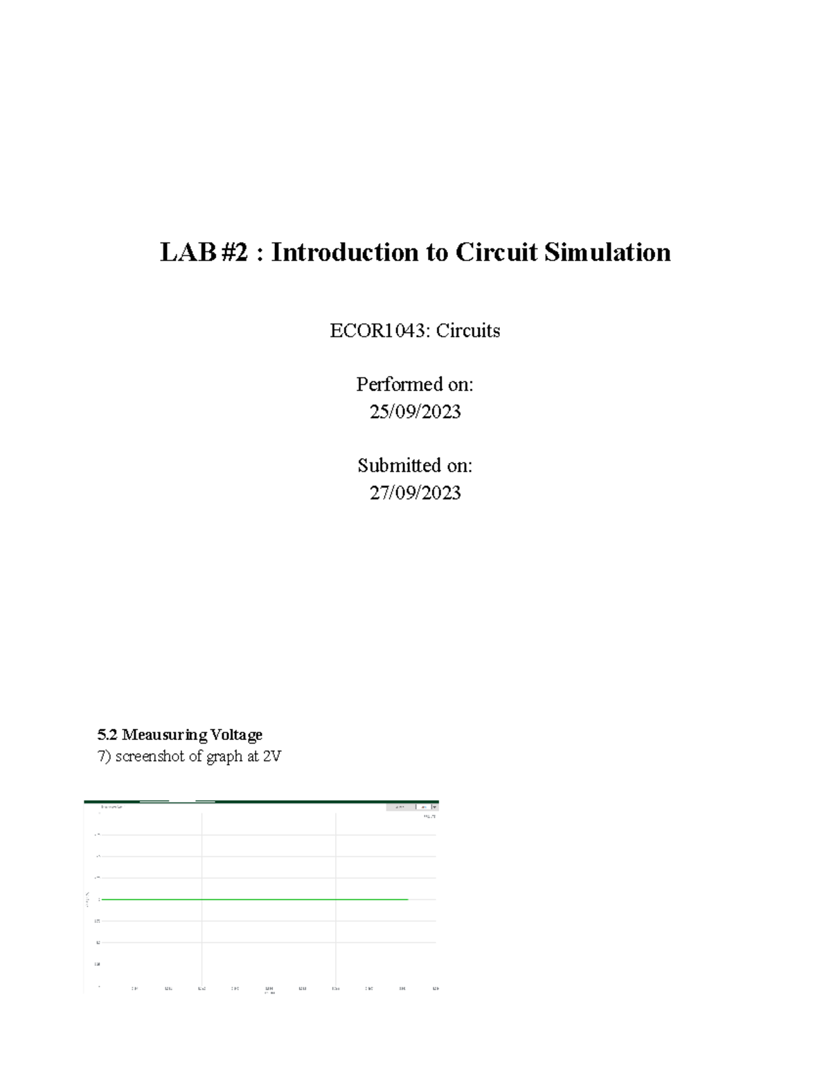 LAB #2 Introduction to Circuit Simulation - LAB #2 : Introduction to Circuit Simulation ECOR1043 ...