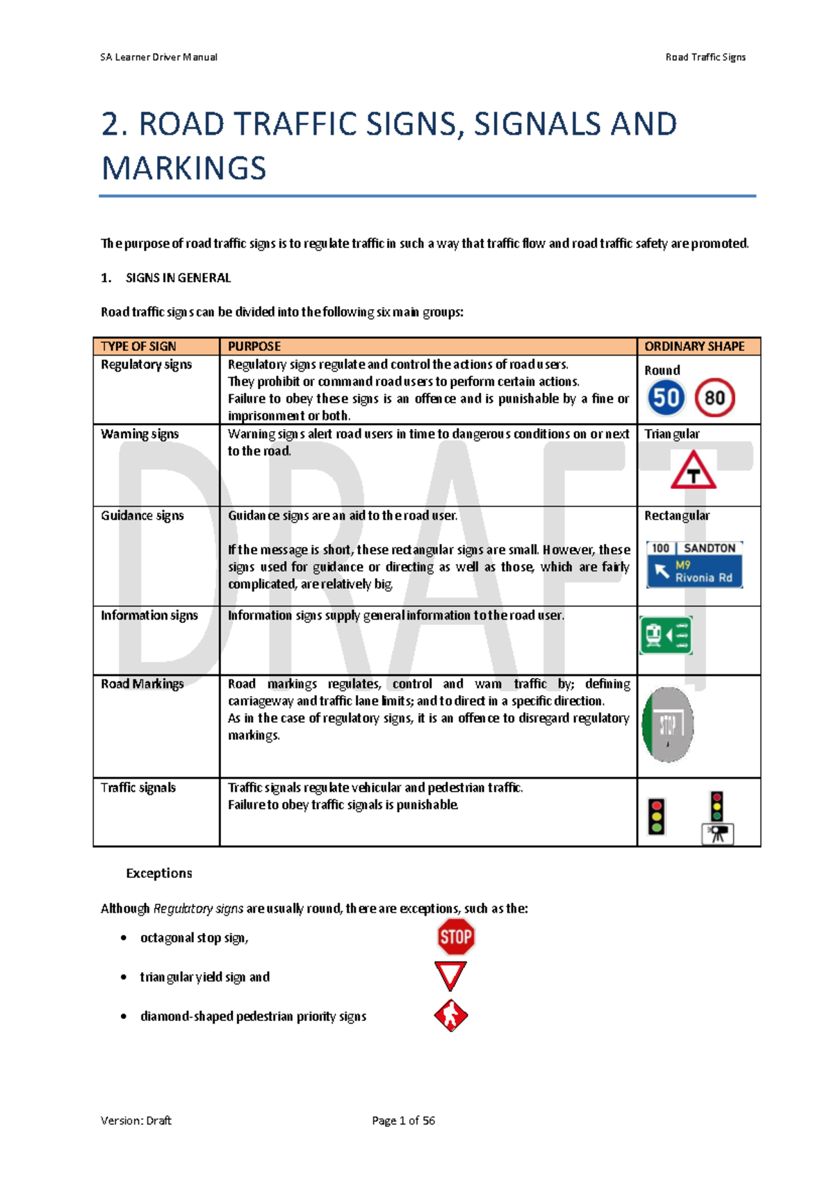 231620281 2 Manual on Road Traffic Signs Draft 1 - 2. ROAD TRAFFIC ...