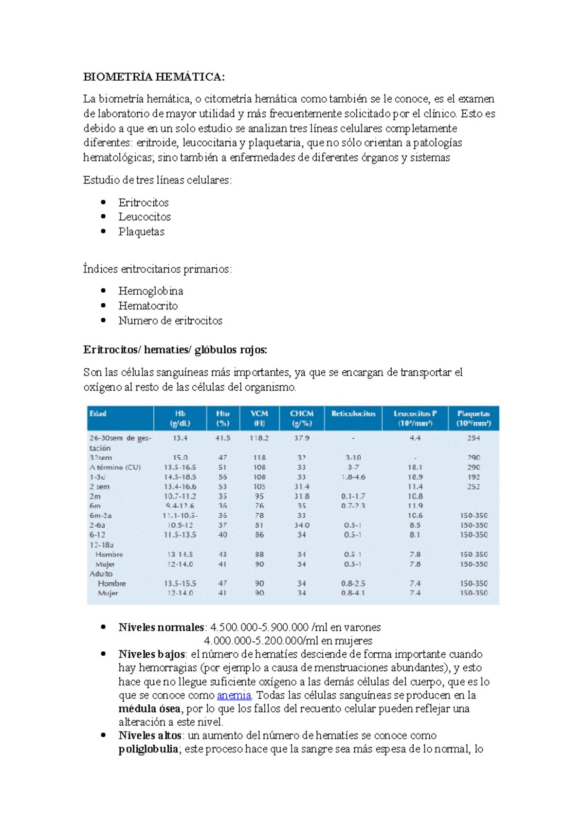 Biometría Hemática - Resumen Semiología Médica I - BIOMETRÍA HEMÁTICA ...