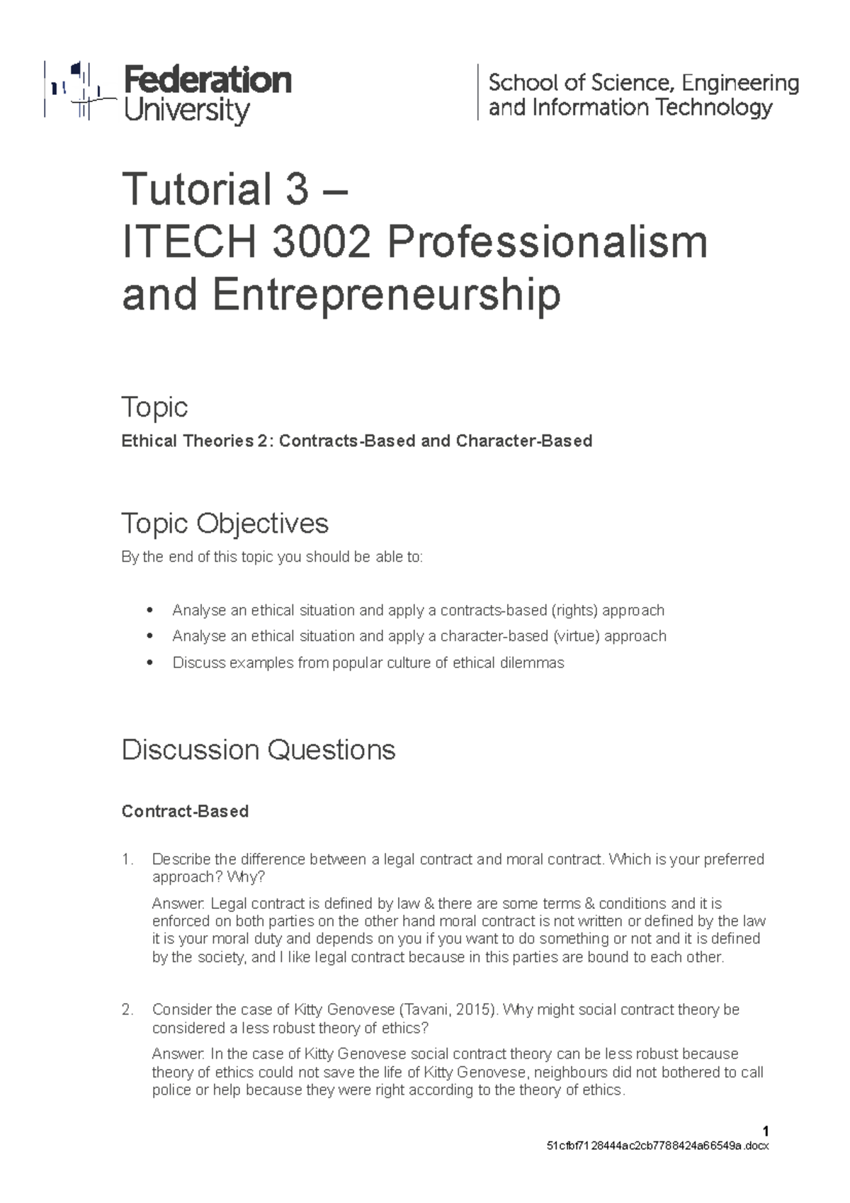 3- ITECH3002 - Week 3 tutorial - Tutorial 3 – ITECH 3002 ...