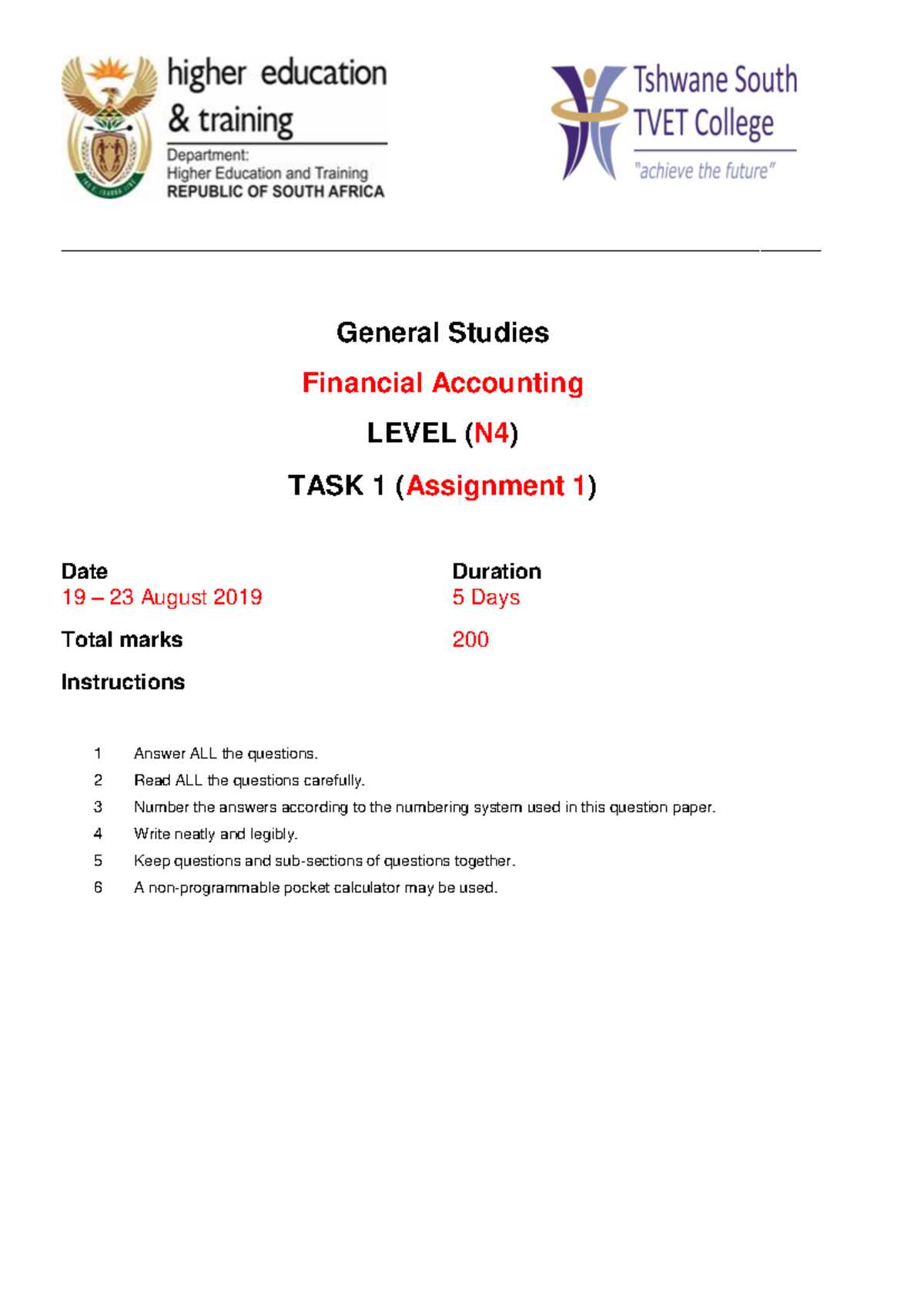 GS Financial Accounting N4 - - Studocu