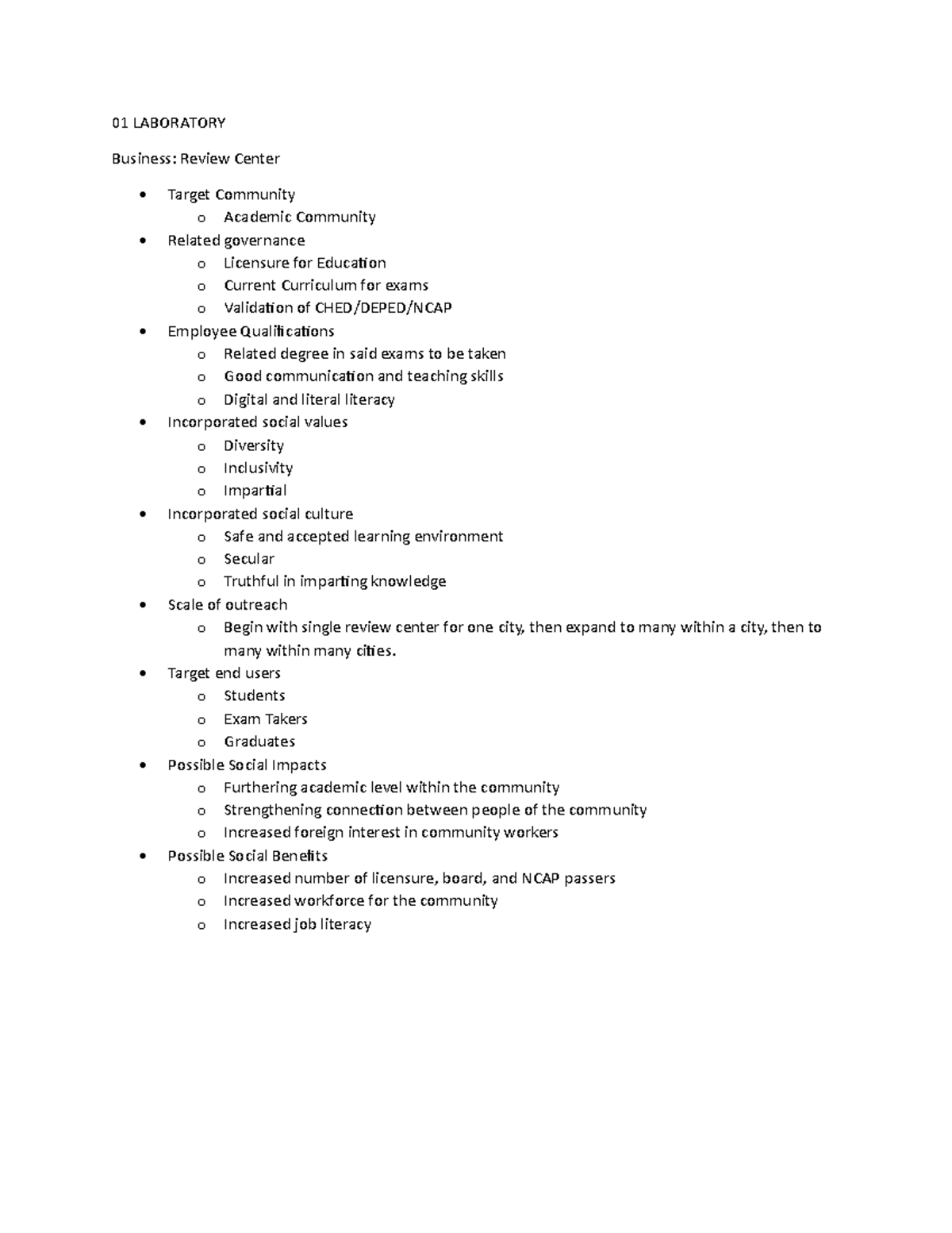 3 Laboratory exam codings - 01 LABORATORY Business: Review Center ...