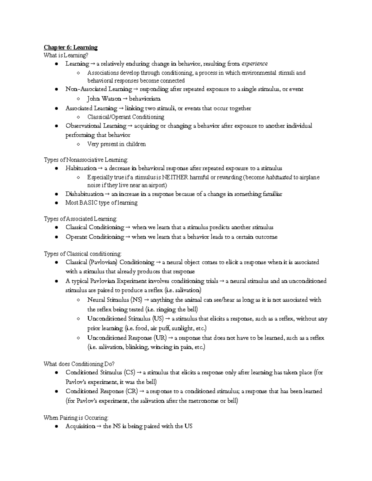 Psychology Lecture Notes Chp 6 10 Chapter 6 Learning What Is psychology-lecture-notes-chp-6-10-chapter-6-learning-what-is