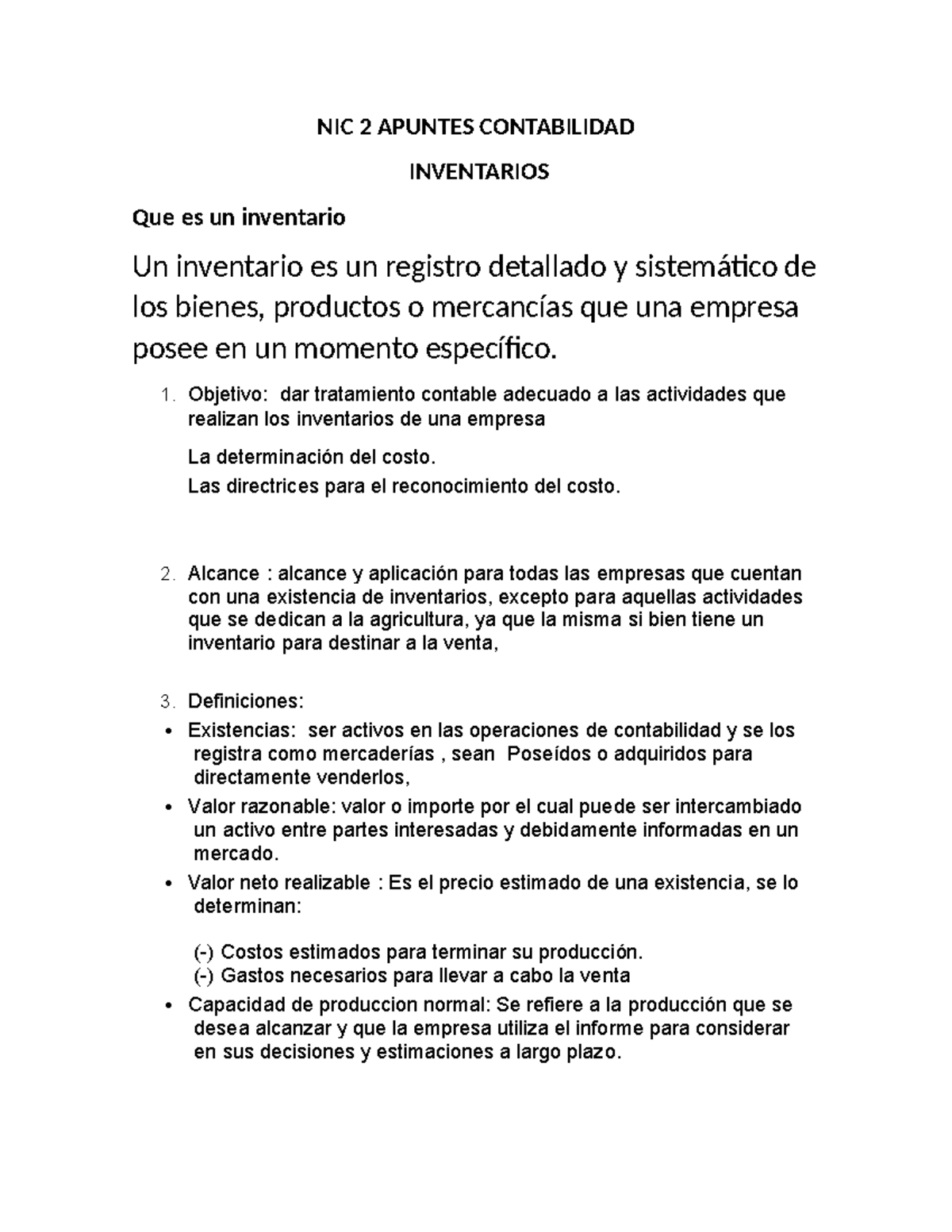 NIC 2 Apuntes Contabilidad - NIC 2 APUNTES CONTABILIDAD INVENTARIOS Que ...