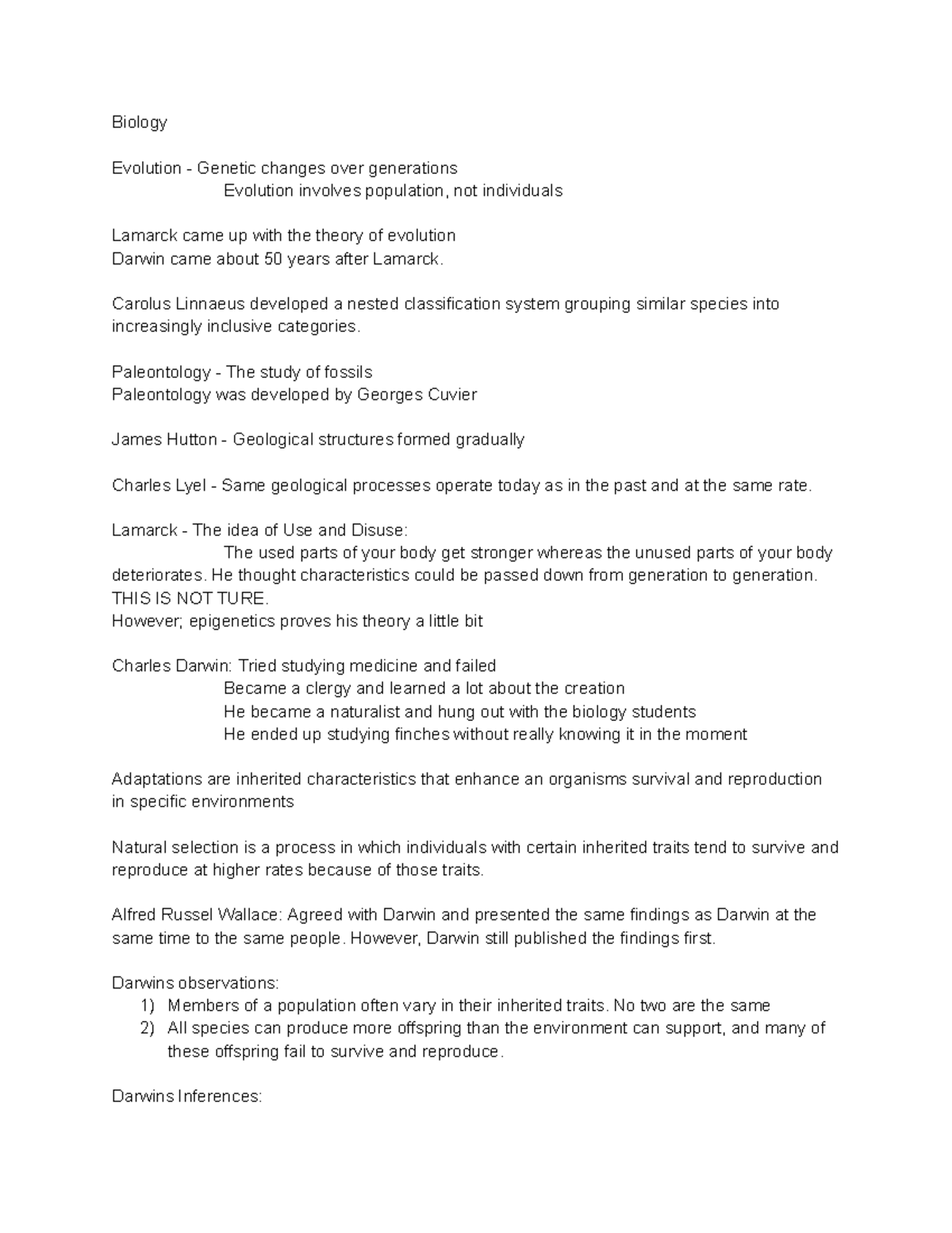 Principles of Biology - Biology Evolution - Genetic changes over ...