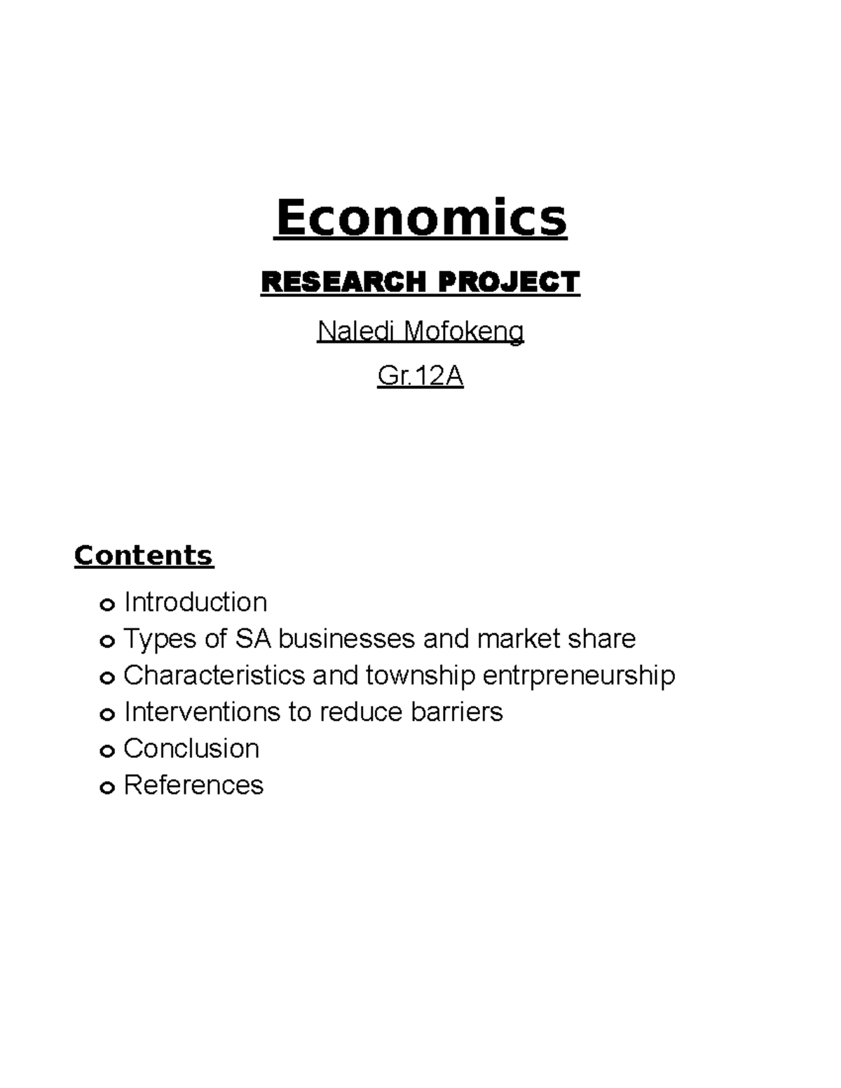ECON- Research Project 071953 - Studocu