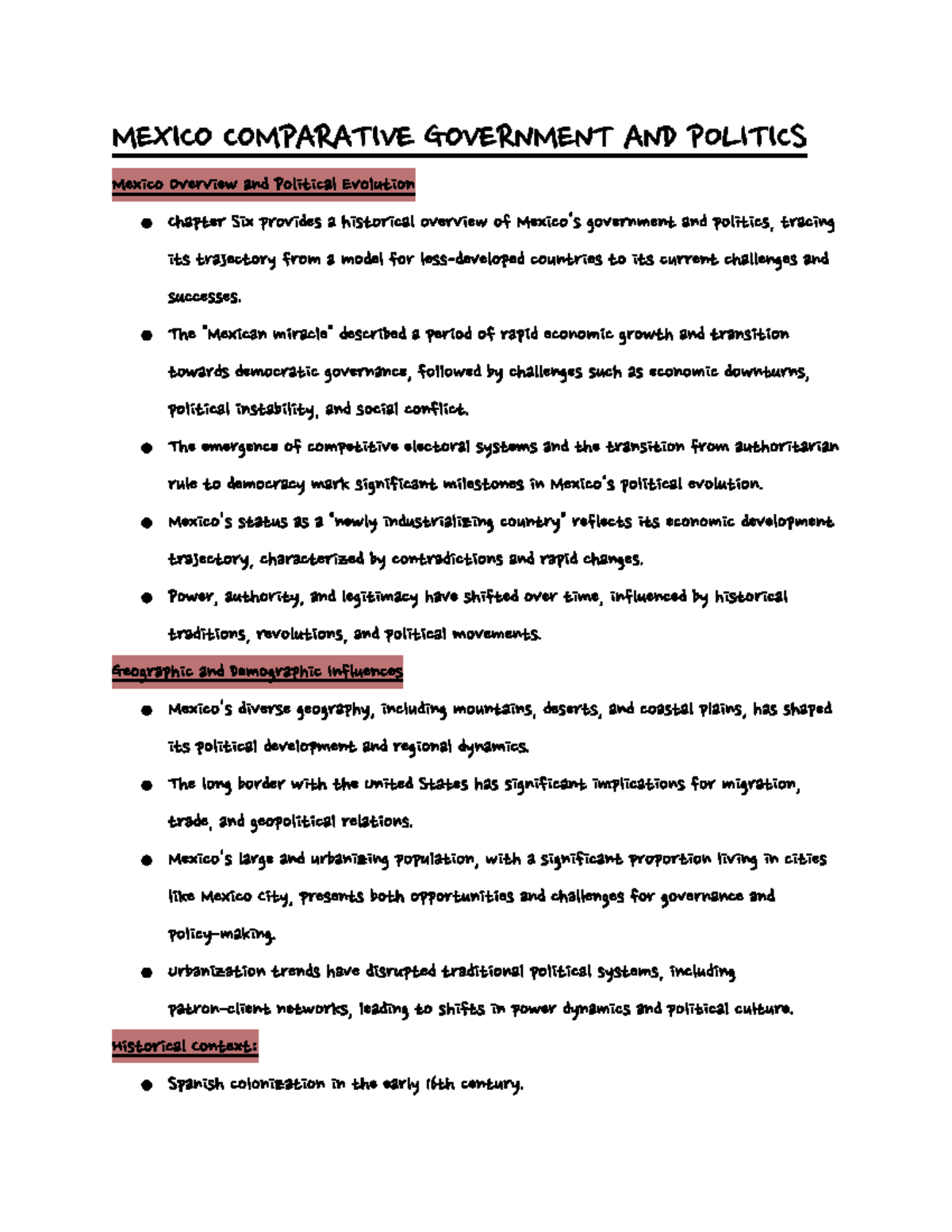 Mexico notes - AP Comparative Government and Politics - Studocu