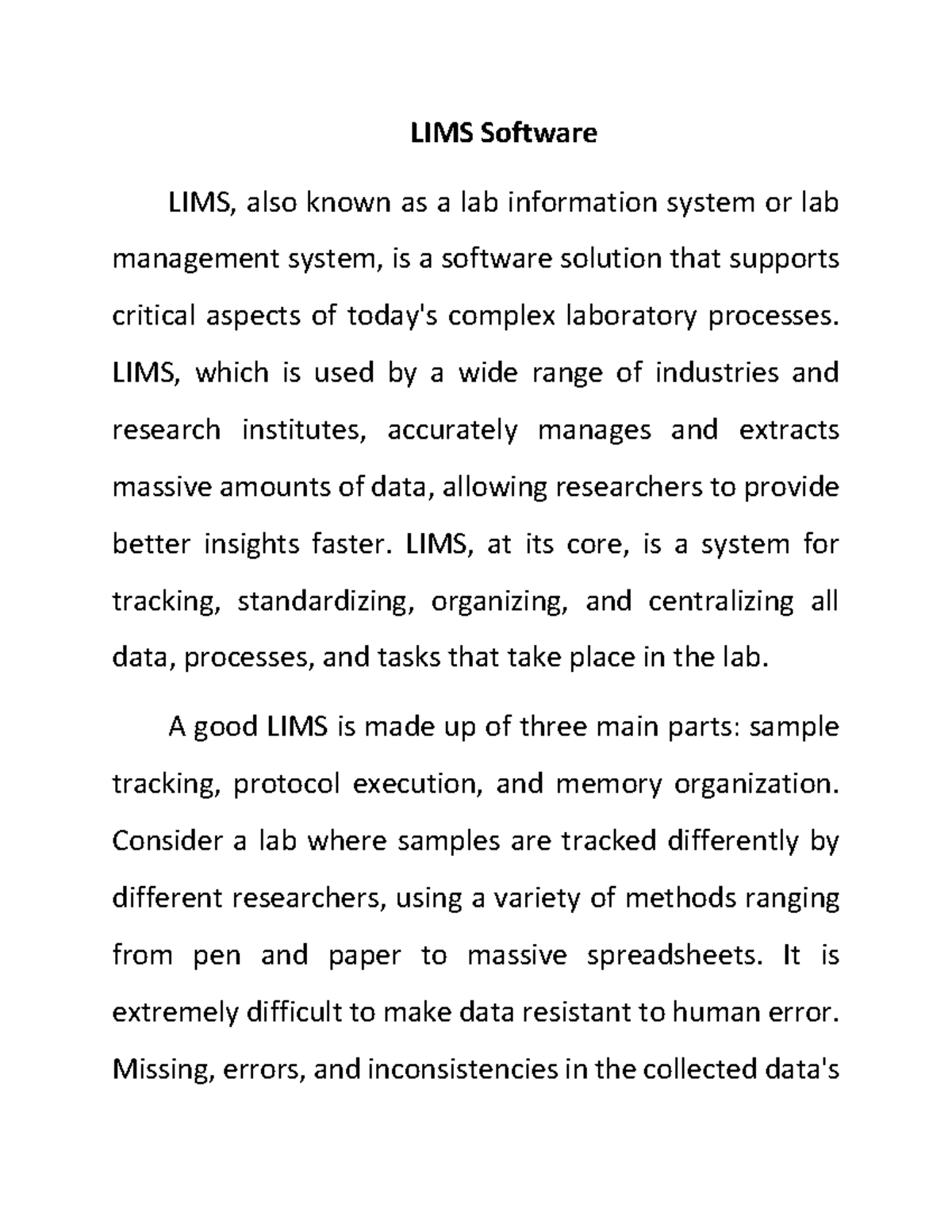 LIMS Software - This lesson, which I will share with all of the ...
