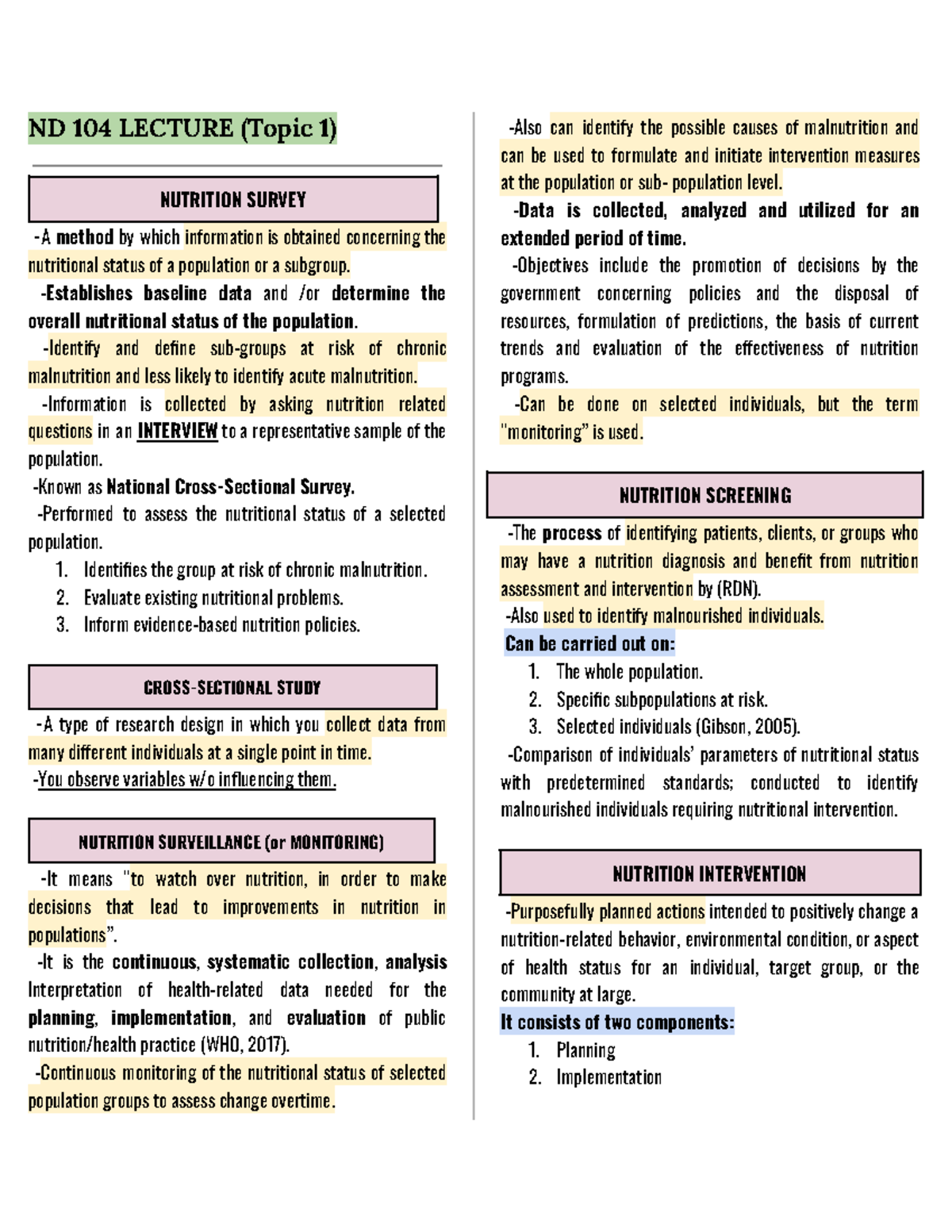 Reviewer-Anthro - ND 104 LECTURE (Topic 1) NUTRITION SURVEY A method by ...