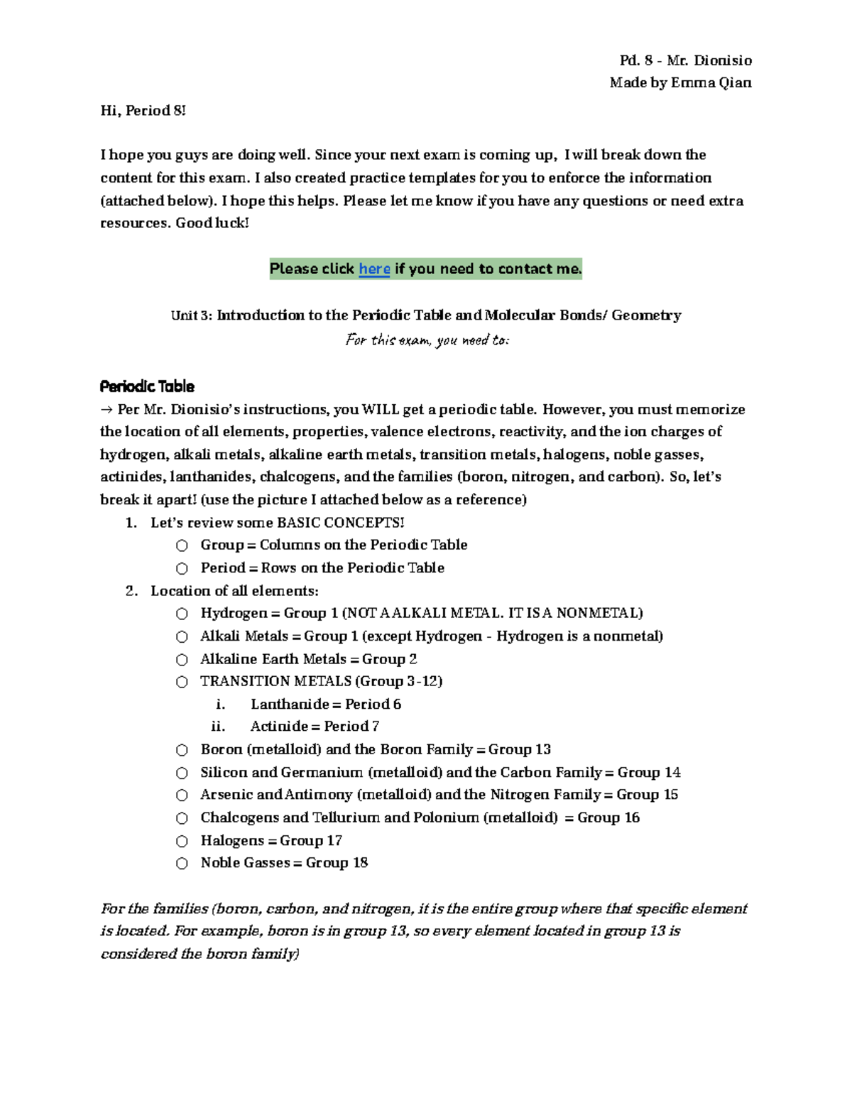 IGS CPA GC Post 4 - notes on periodic table and molecular geometry ...