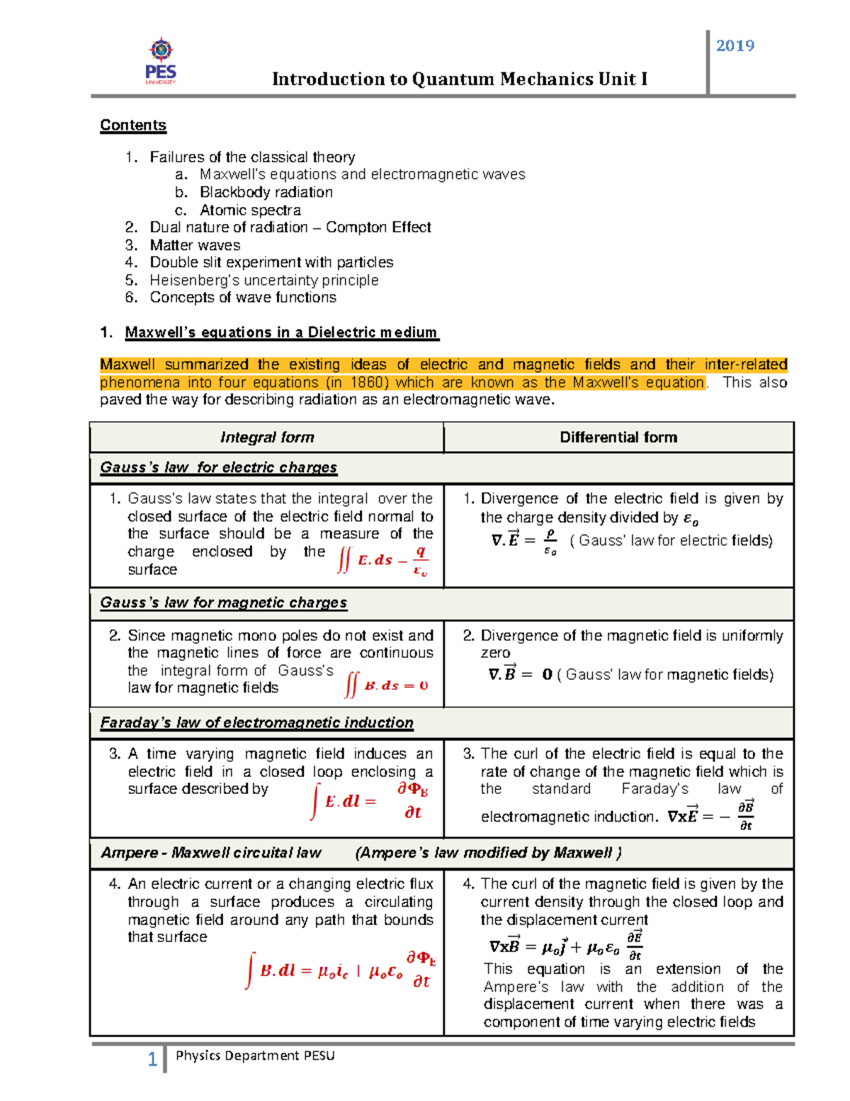 Intro to Quantum Mechanics (Unit 1) - Introduction to Quantum Mechanics ...