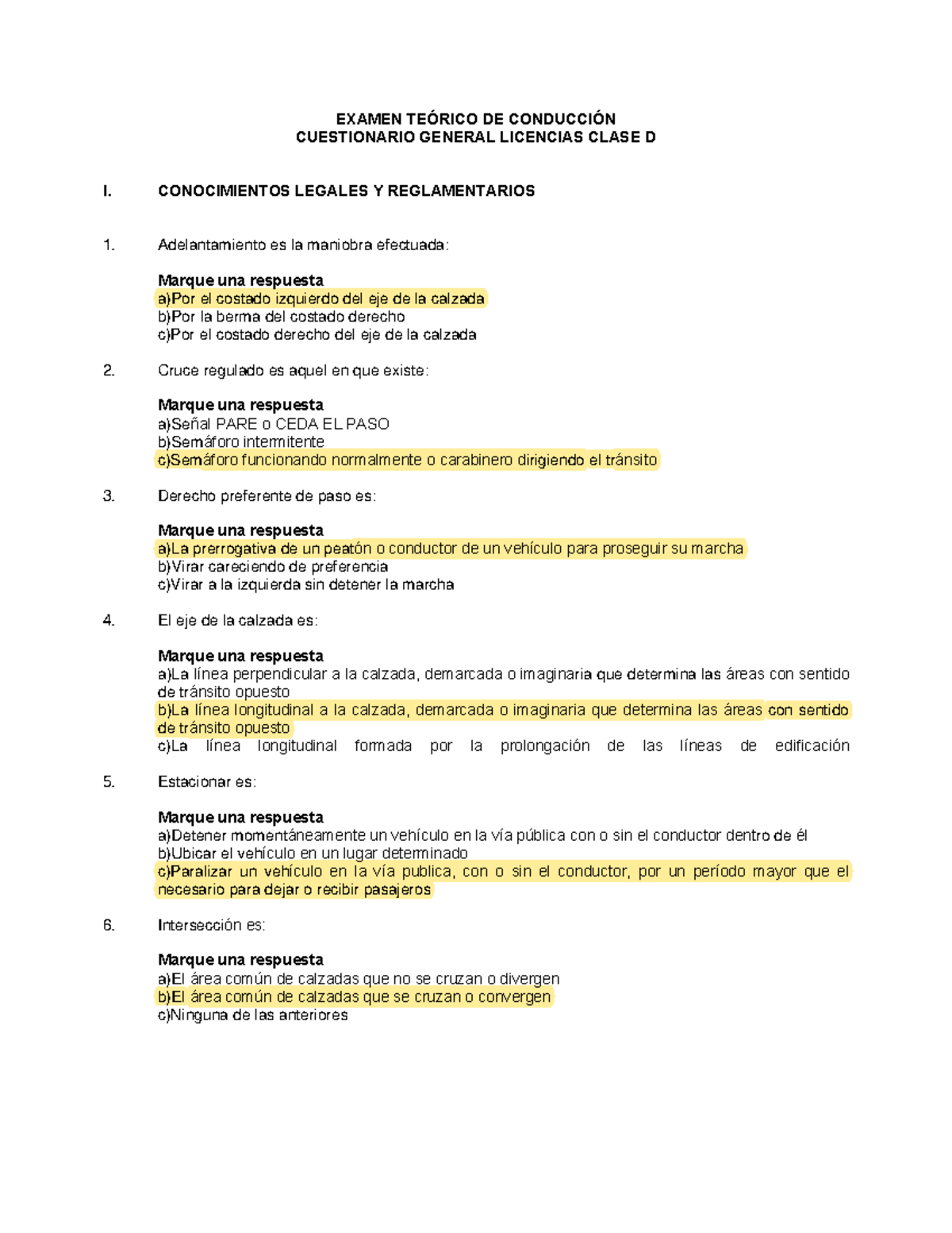 Test clase d - ... - CUESTIONARIO GENERAL LICENCIAS CLASE DEXAMEN TE ...