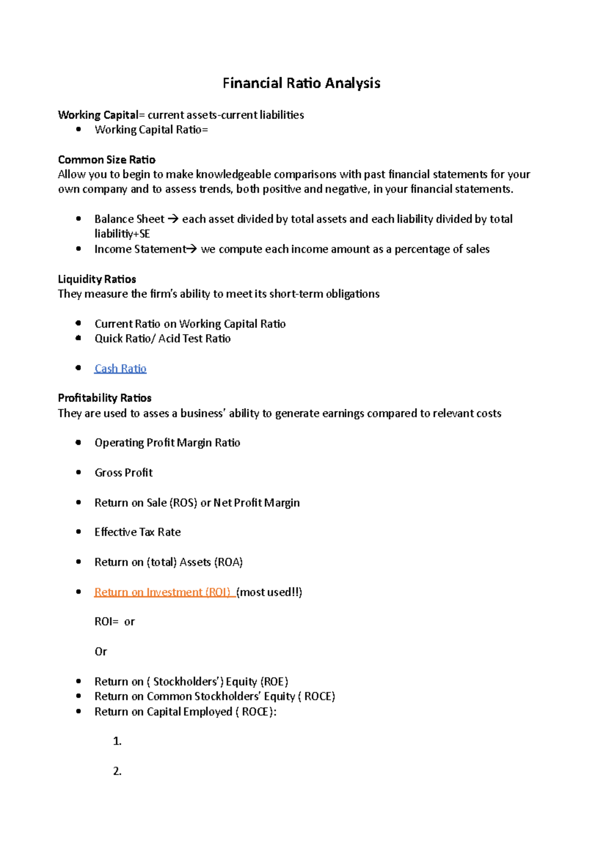 Common Size Ratio Formule Utili Financial Ratio Analysis Working