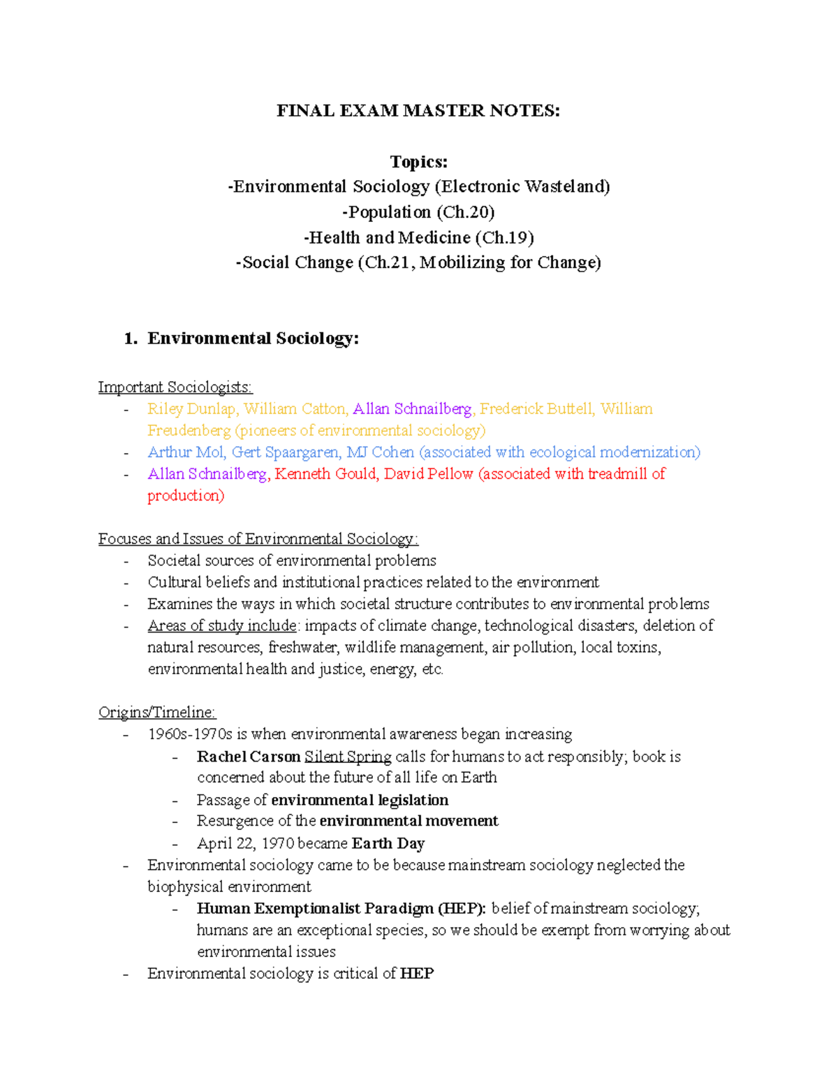 Final EXAM Master Notes - FINAL EXAM MASTER NOTES: Topics ...