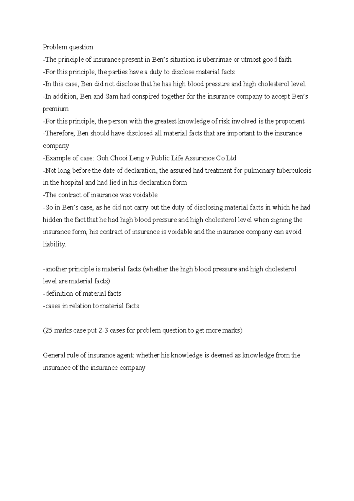 Commercial law sample exam outline - Problem question -The principle of ...