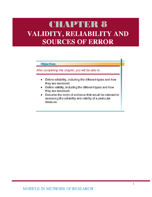 Chapter 11-Methods of Research-Module - 1 Objectives: After completing ...