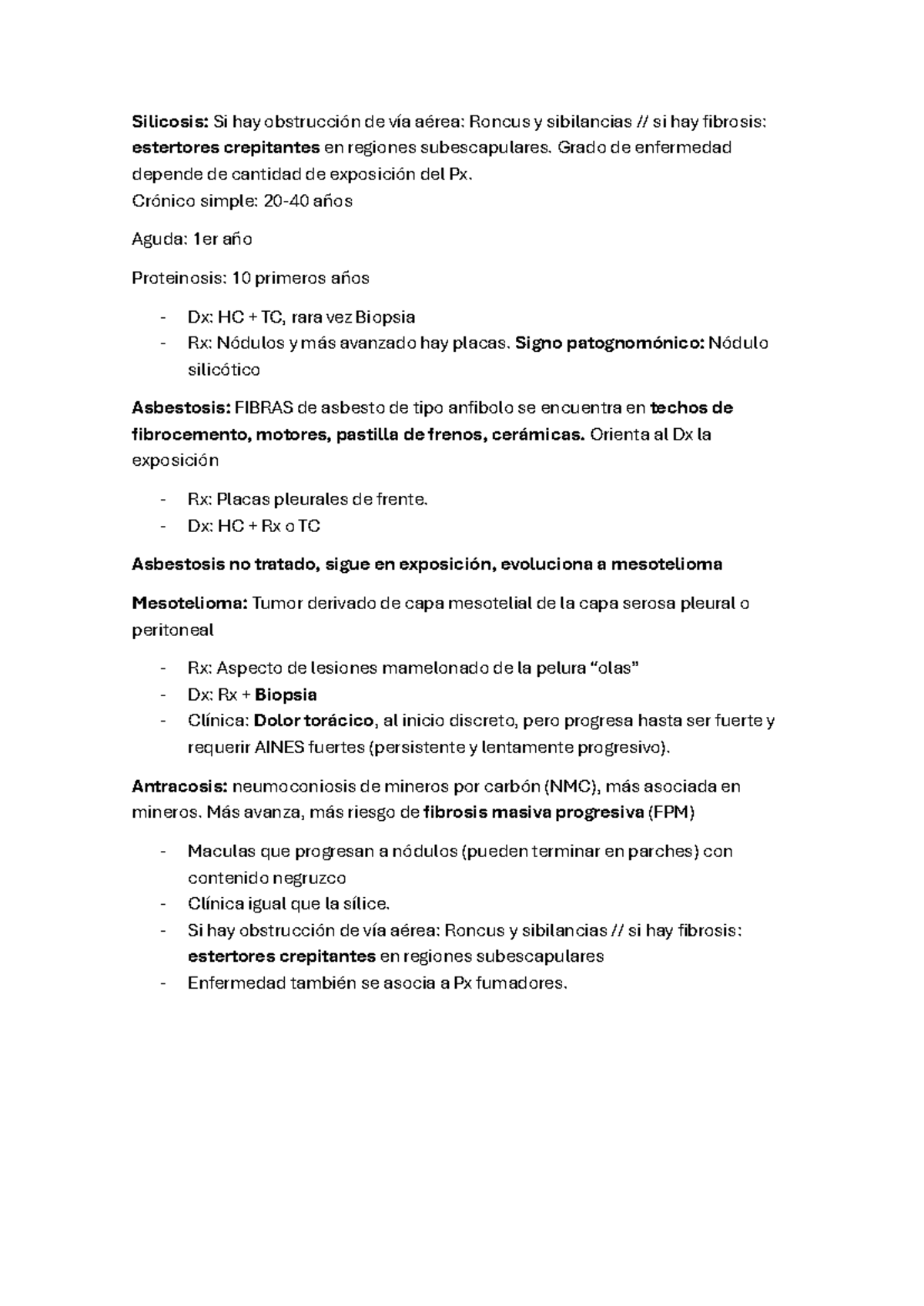 Apuntes neumologia ocupacional - Silicosis: Si hay obstrucción de vía ...