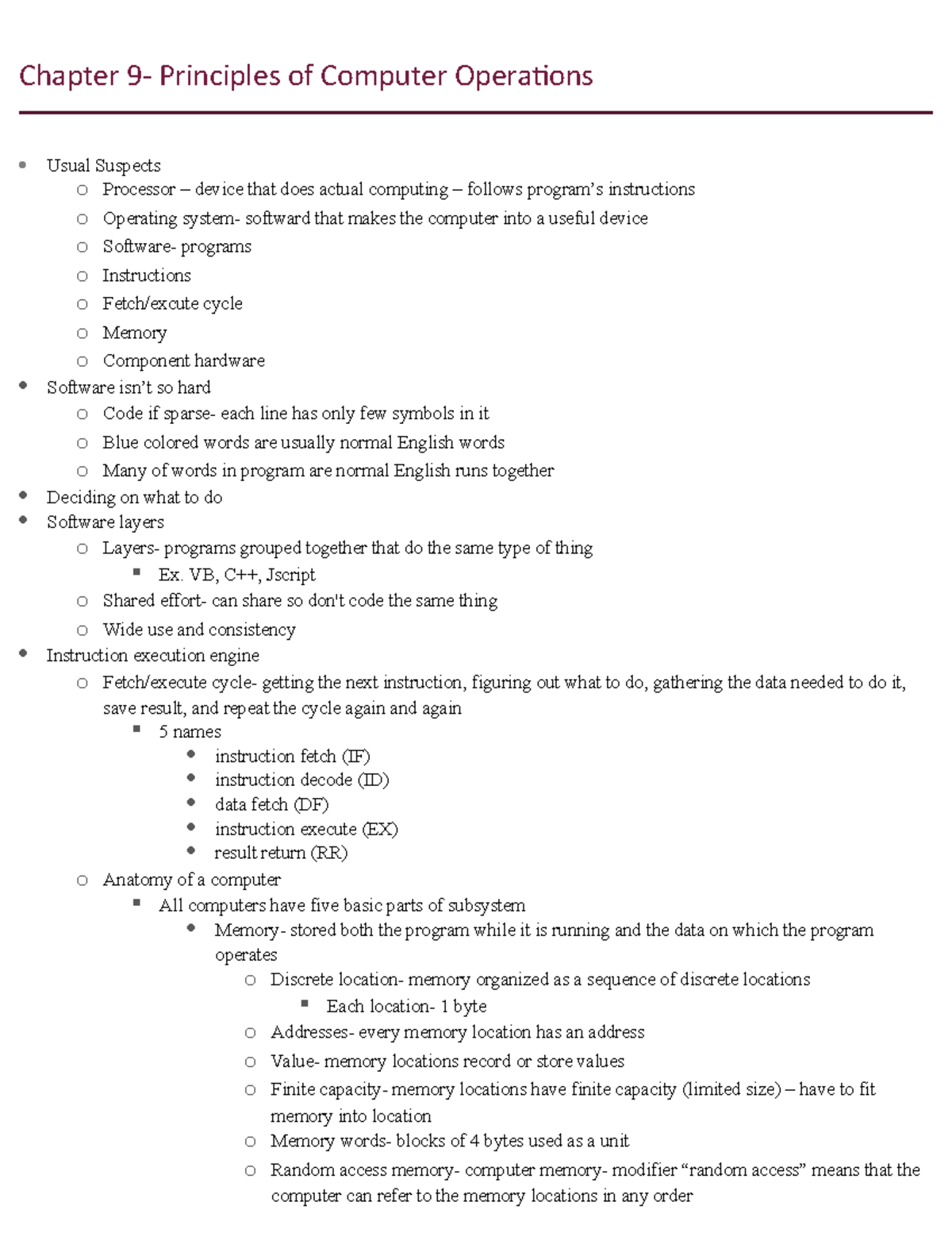 Chapter 9 - Barton - Chapter 9- Principles of Computer Operations Usual ...