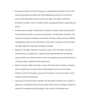 Euclidean And Non-Euclidean Geometry Notes Part 2 - Models of Geometry ...