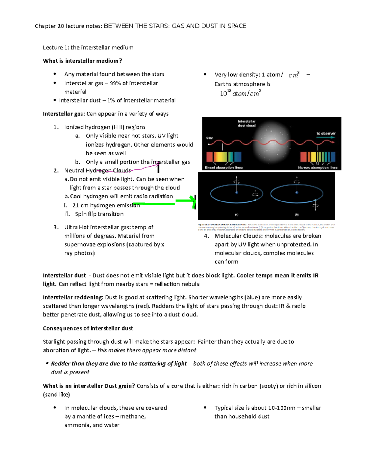 Ch 20 lecture notes all - Lecture 1: the interstellar medium What is ...