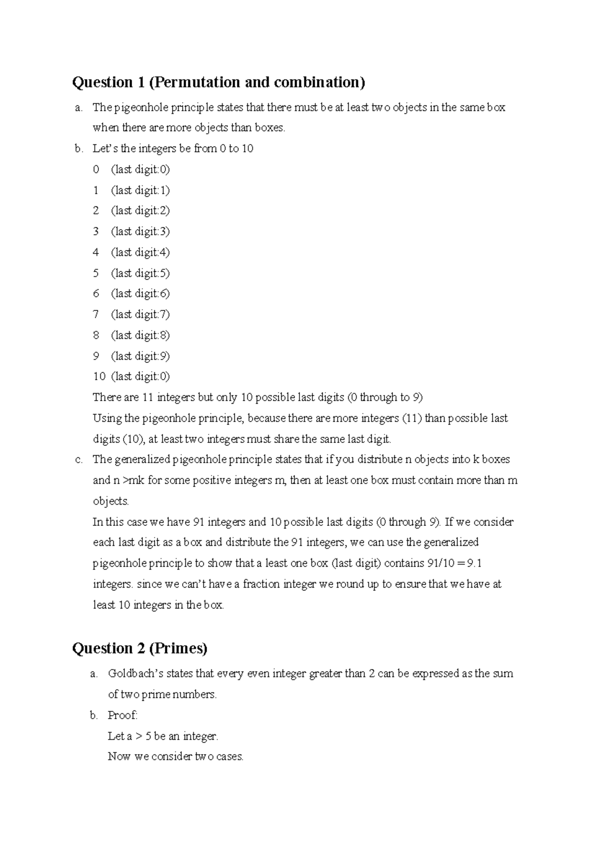 Discrete Maths Assignment 2 Solution Question 1 Permutation And Combination A The