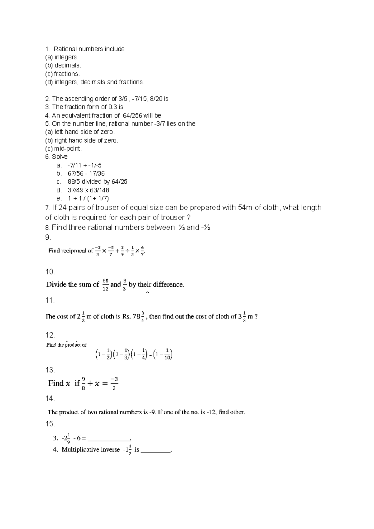 Untitled document-2 - practice questions for rational numbers - 1 ...