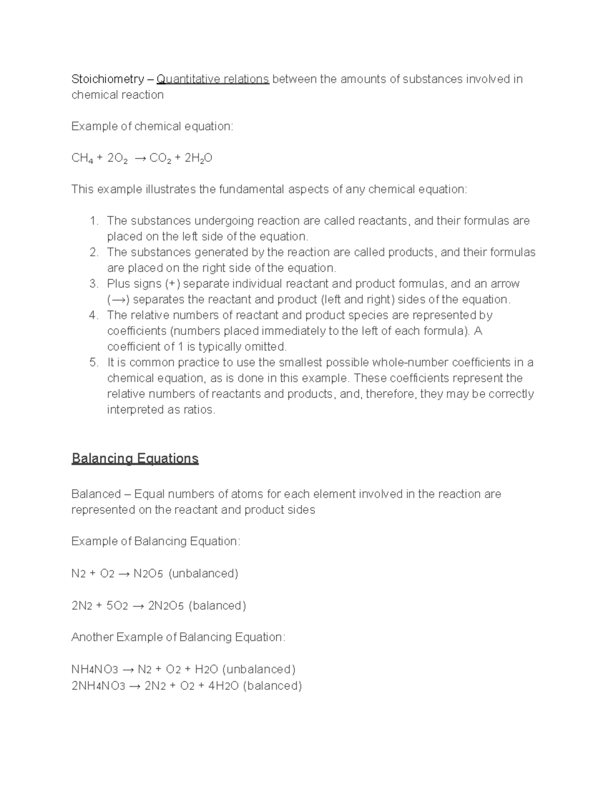 4.1 Notes Chem 121 - Stoichiometry – Quantitative relations between the ...