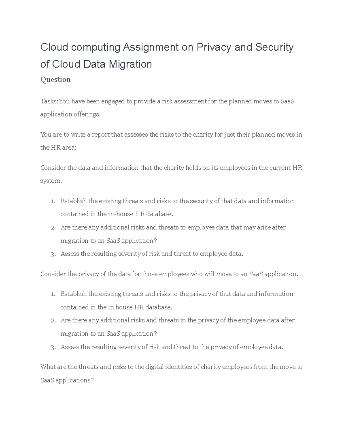 Cloud computing Assignment on Privacy and Security of Cloud Data Migration - Cloud computing ...