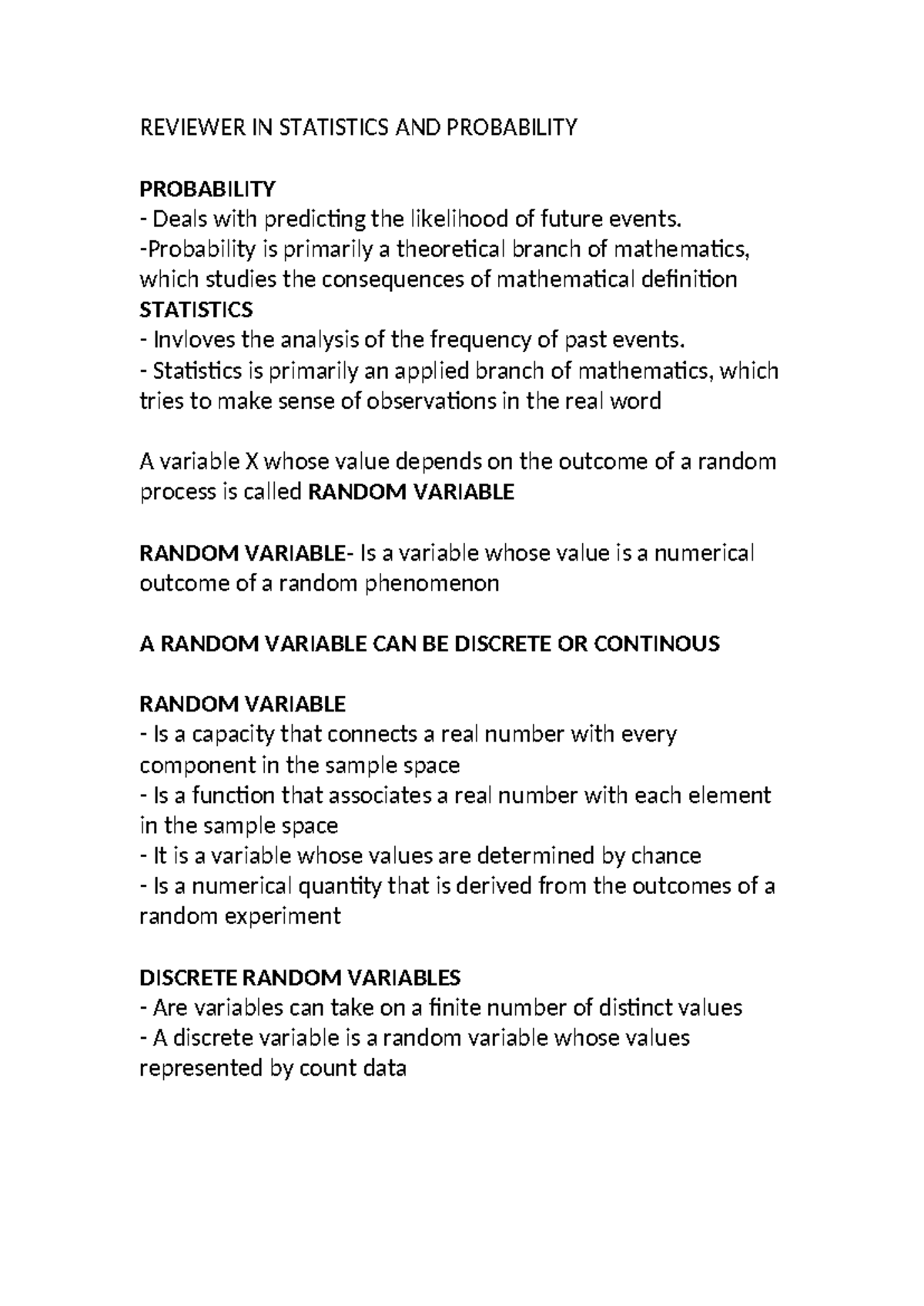 Reviewer IN Statistics AND Probability - REVIEWER IN STATISTICS AND ...