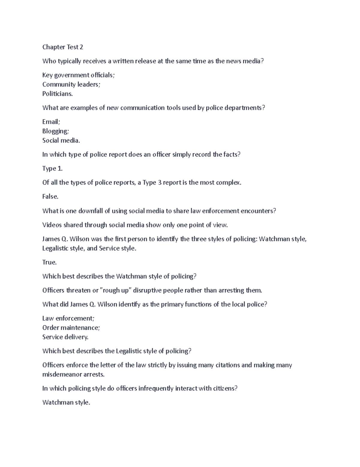 Chapter quiz - assigments - Chapter Test 2 Who typically receives a ...