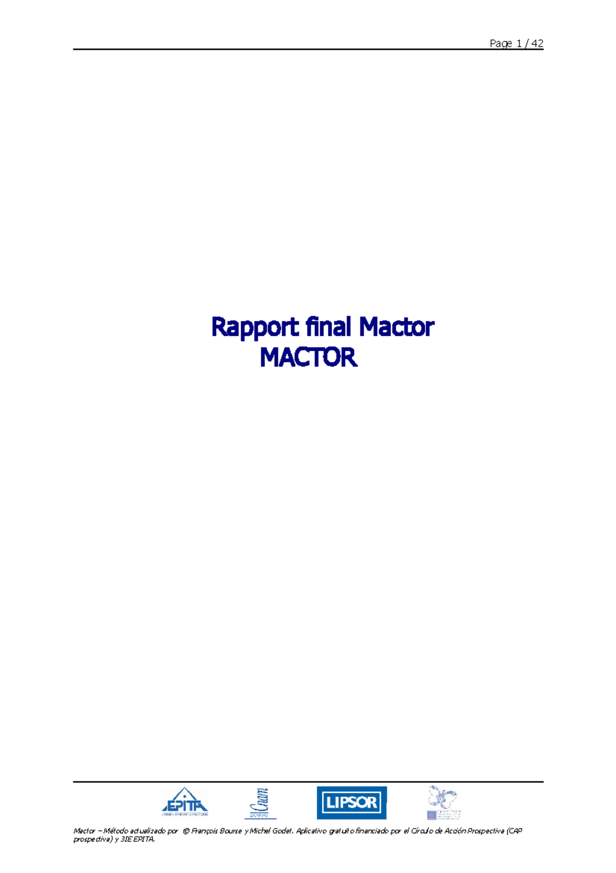Rapport final Mactor - Mactor - Rapport final Mactor MACTOR Mactor ...