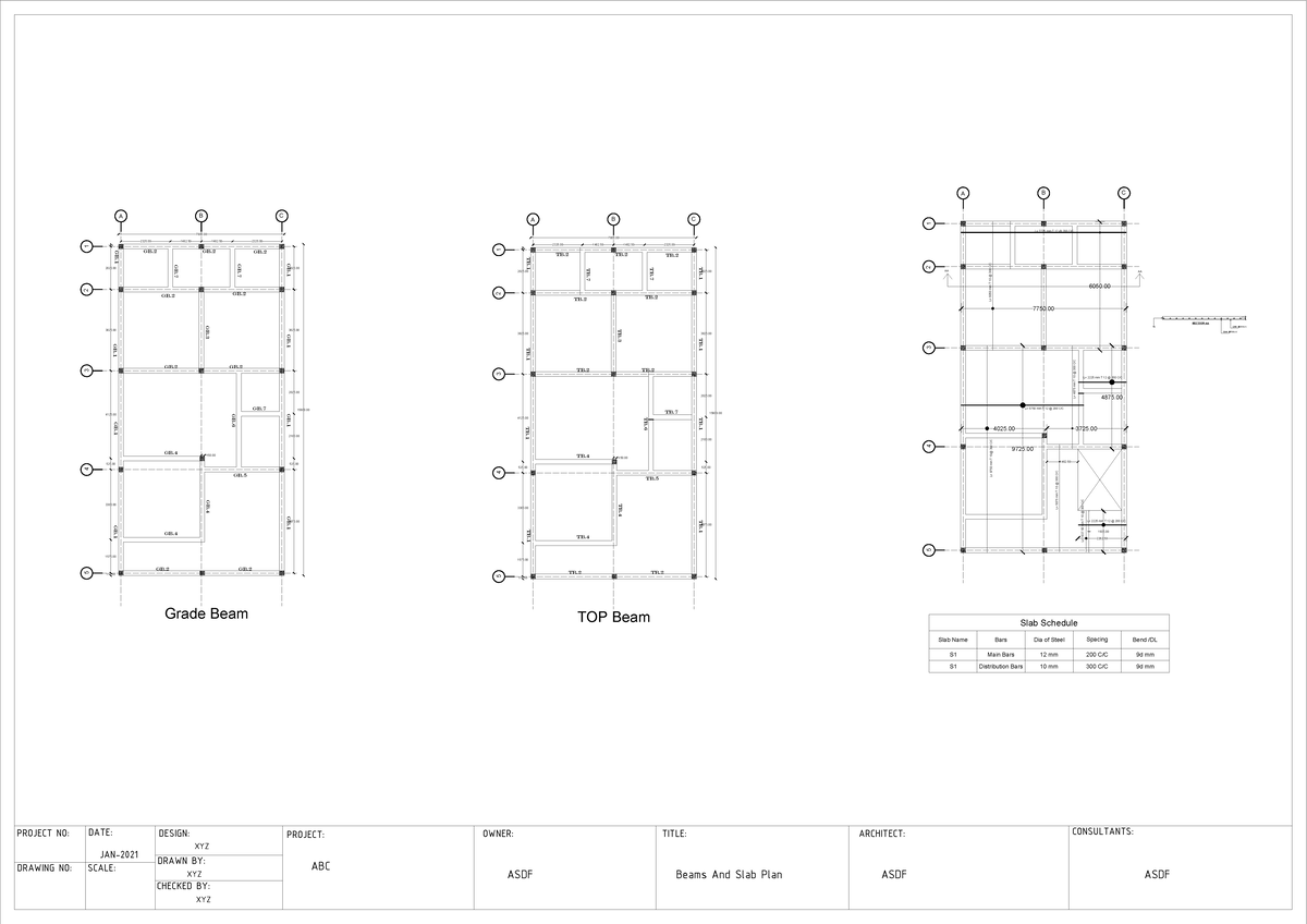 4.GB TB And SLAB PLAN - DRAWIMG OF STEEL - Grade Beam TOP Beam 6050 ...