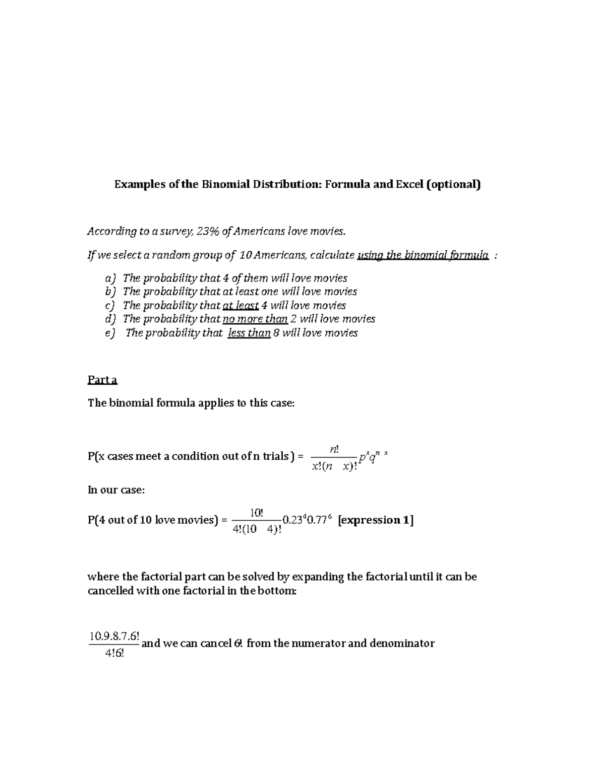 Examples Binomial - Rafael Vicente - Examples of the Binomial ...