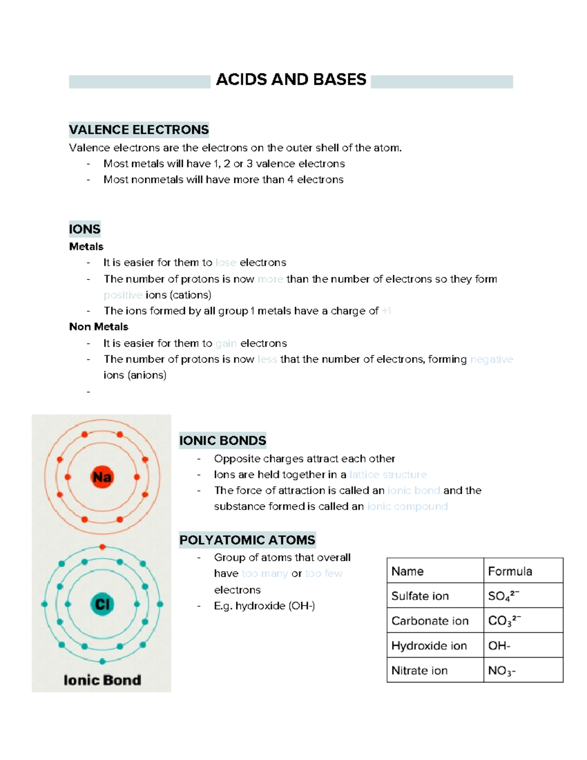 Acids and Bases - ______________________ ACIDS AND BASES ...