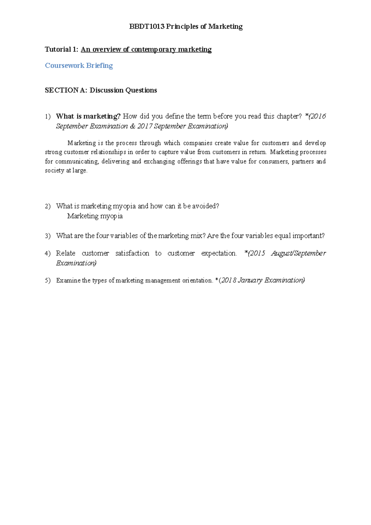 Tutorial Questions 2021 - Tutorial 1: An overview of contemporary ...