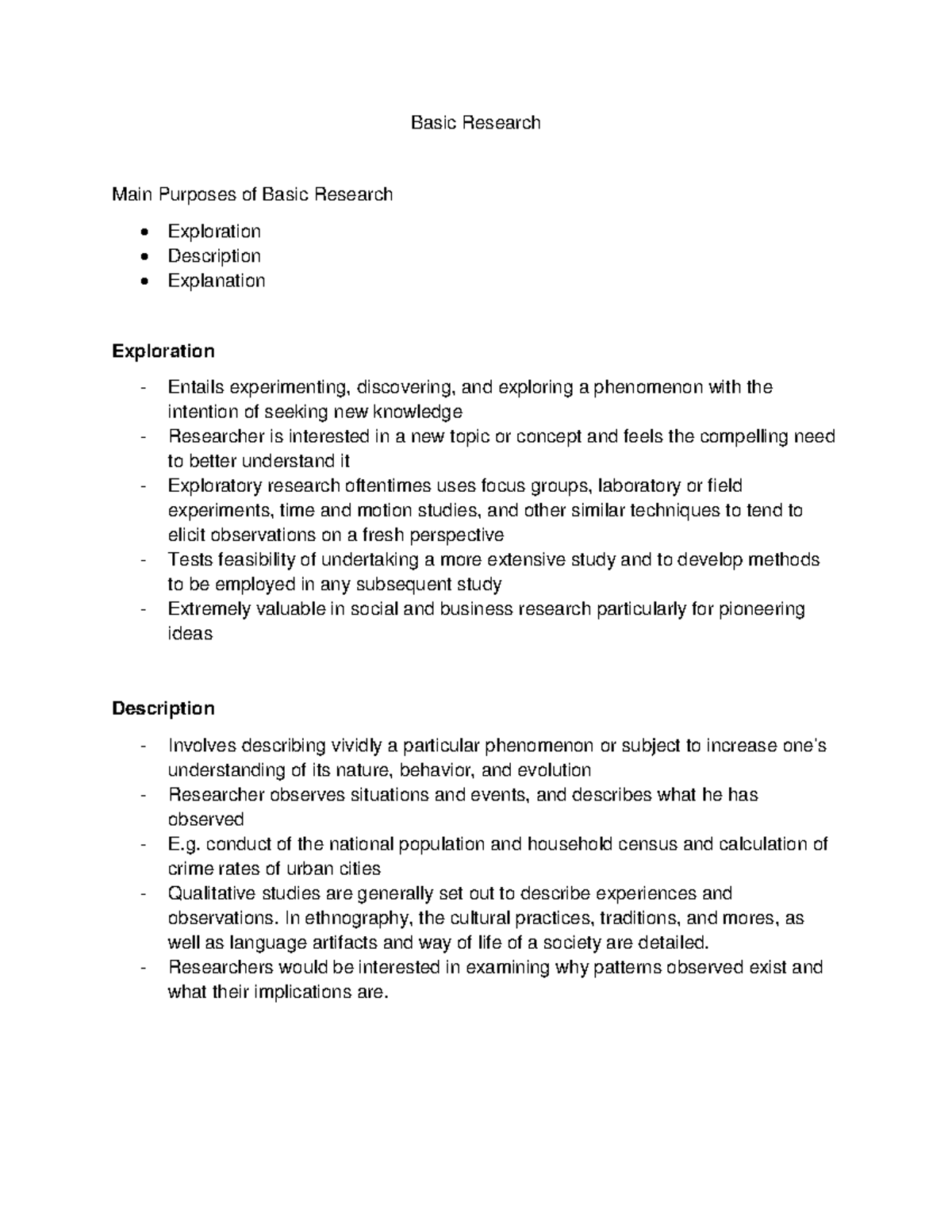 Basic Research Introduction - Basic Research Main Purposes of Basic ...